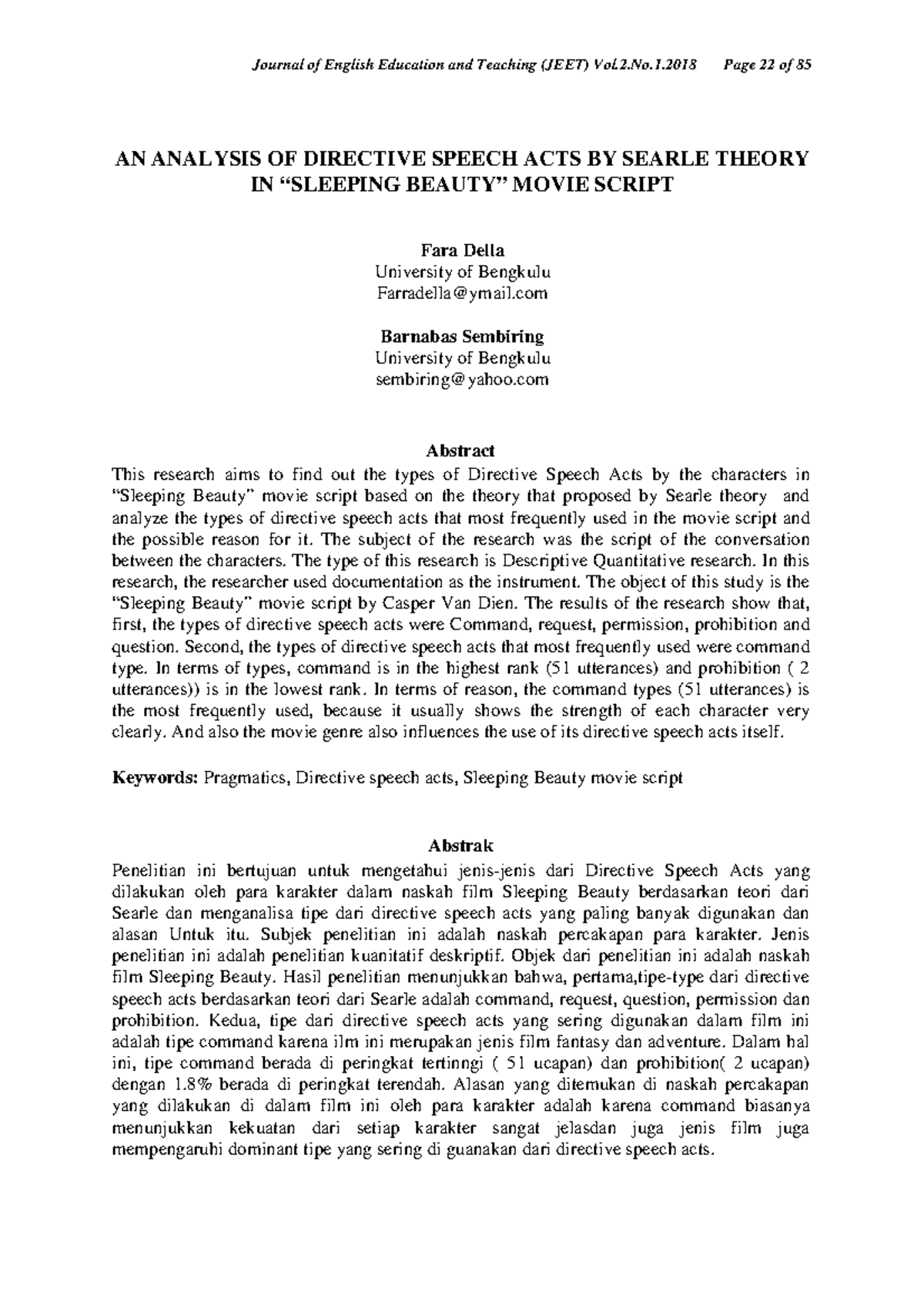 Analysis OF Directive Speech ACTS BY Searle Theory - AN ANALYSIS OF ...