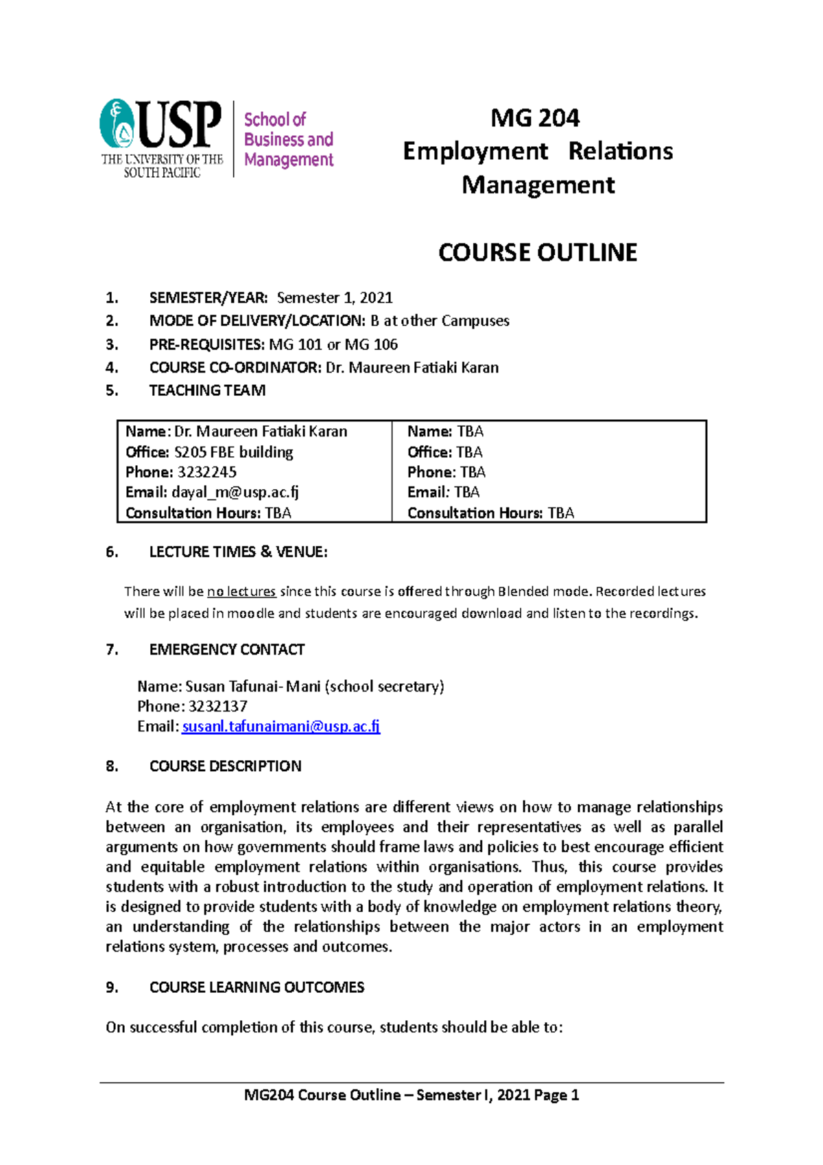 MG204B Course outline S1 2021revised by MK 26 Feb 2021 - Project ...