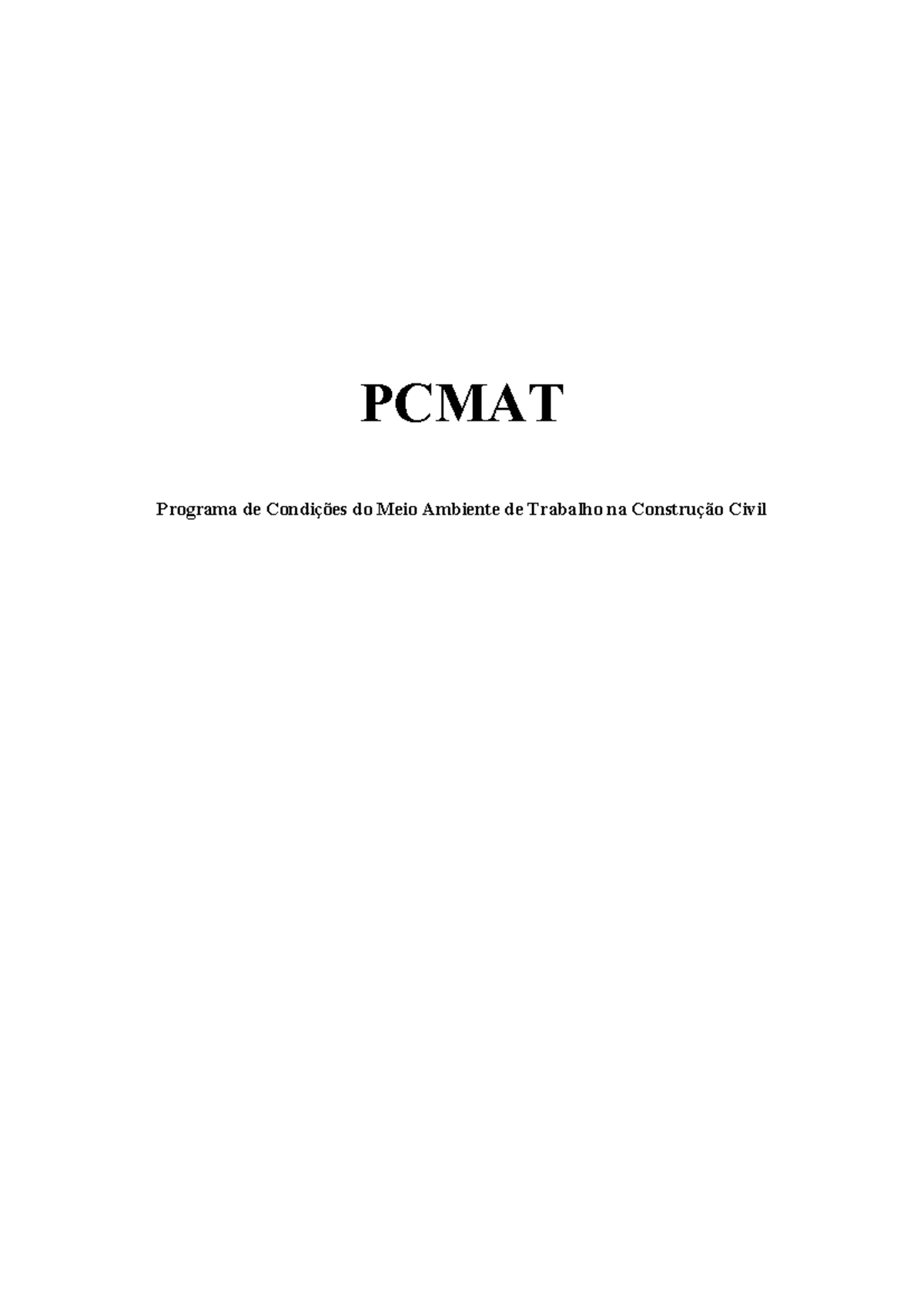 Modelo Pcmat - daads - PCMAT Programa de Condições do Meio Ambiente de ...