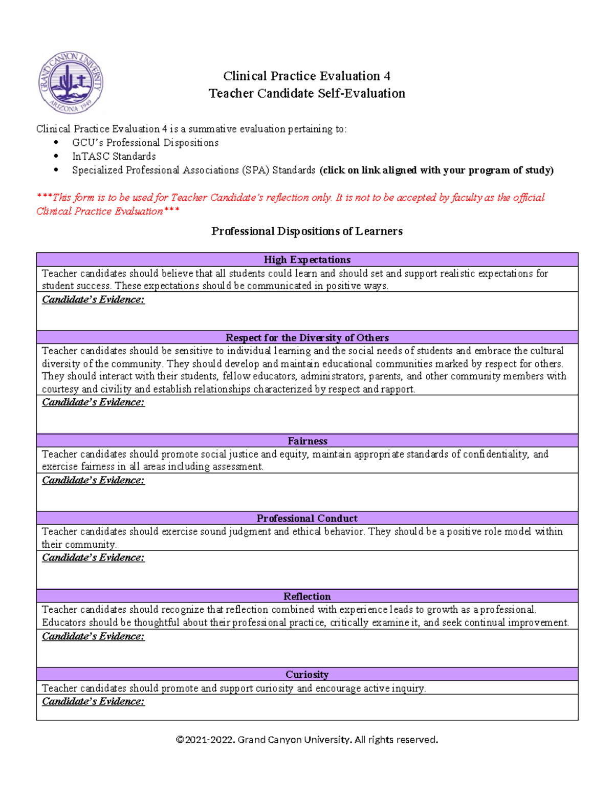 Clinical practice evaluation 4 self evaluation - Clinical Practice ...
