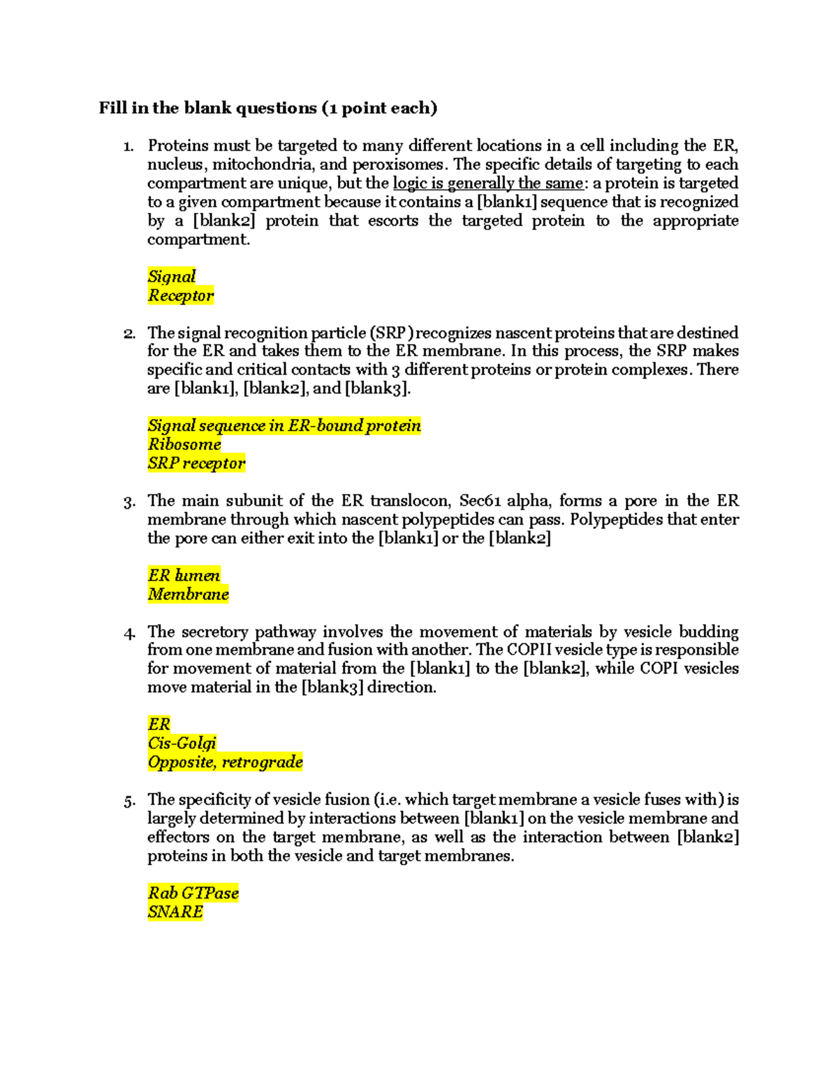 Module 3 Quiz - Human biology study guide with answer key - Fill in the ...