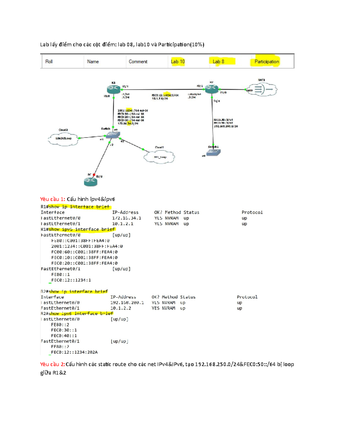 Inbound 4351780612450544094 - Lab lấy điểm cho các cột điểm: lab 08, lab10 và ParƟcipaƟon(10% ...