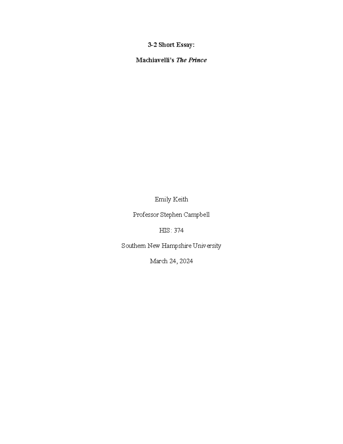 Machiavelli's 'The Prince' - 3-2 Short Essay: Machiavelli’s The Prince ...