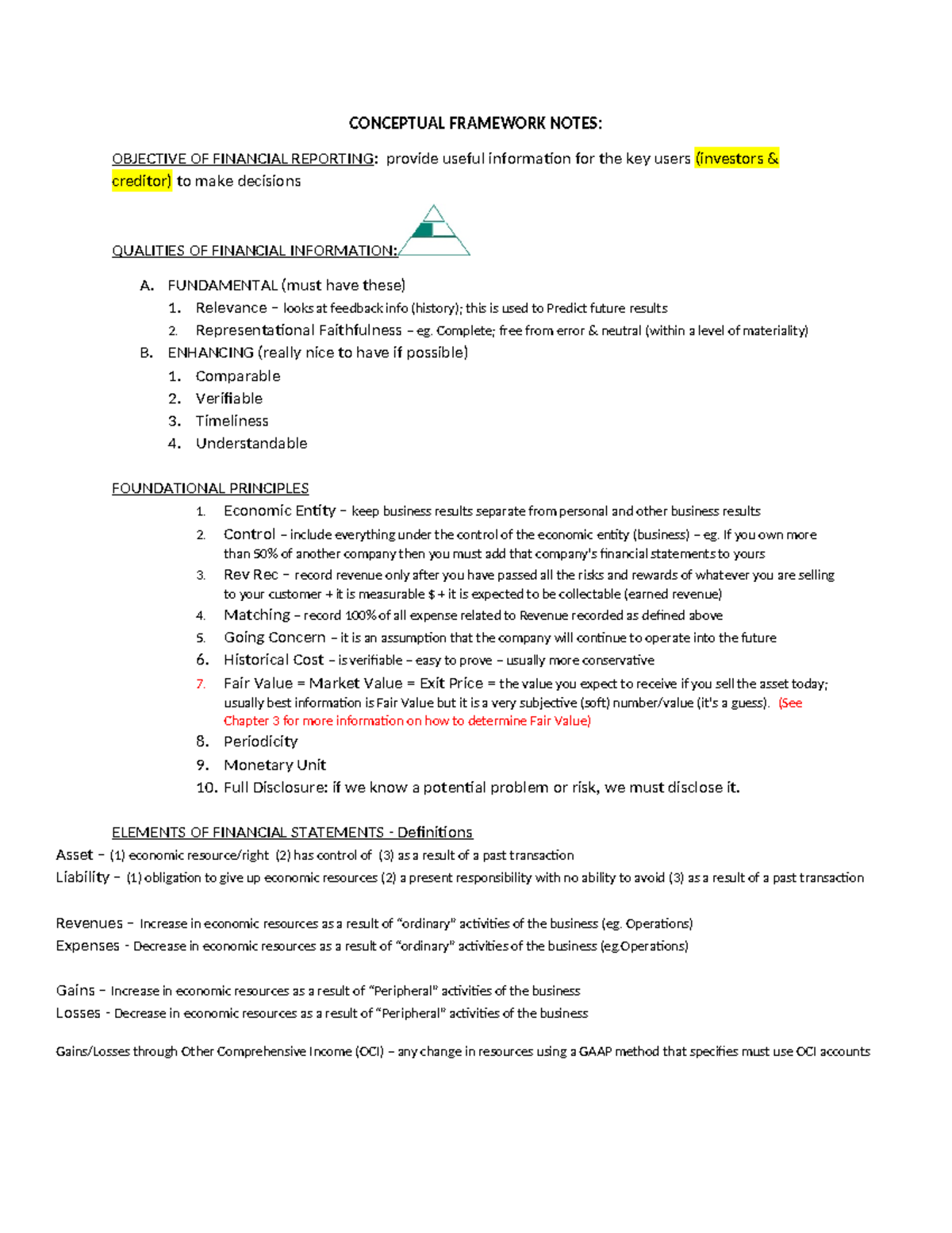 First Lecture Ch 2 And 3 Notes Conceptual Framework Notes Objective Of Financial Reporting