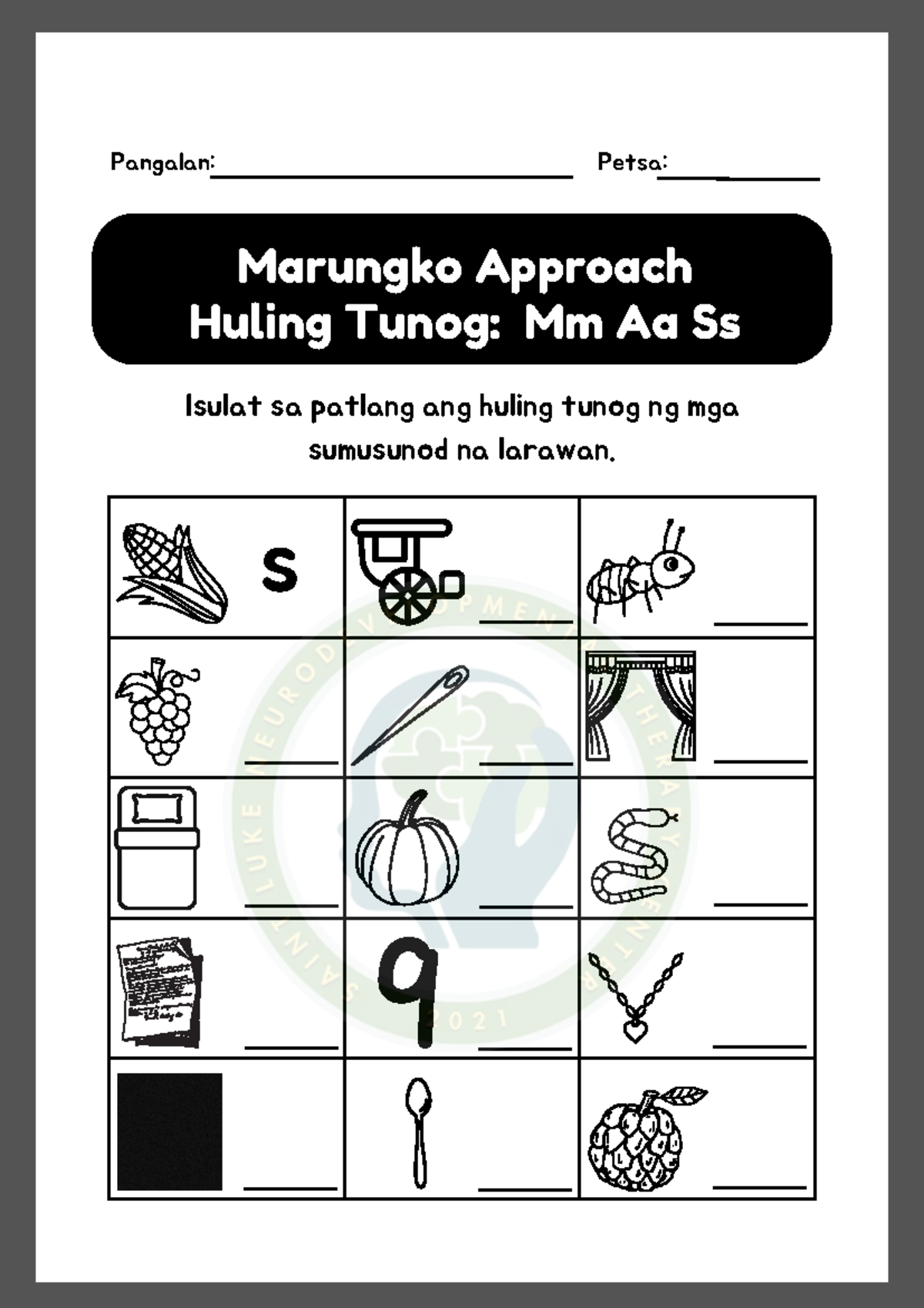 Marungko Tagalog Worksheet - BS Psychology - s Marungko Approach Huling ...