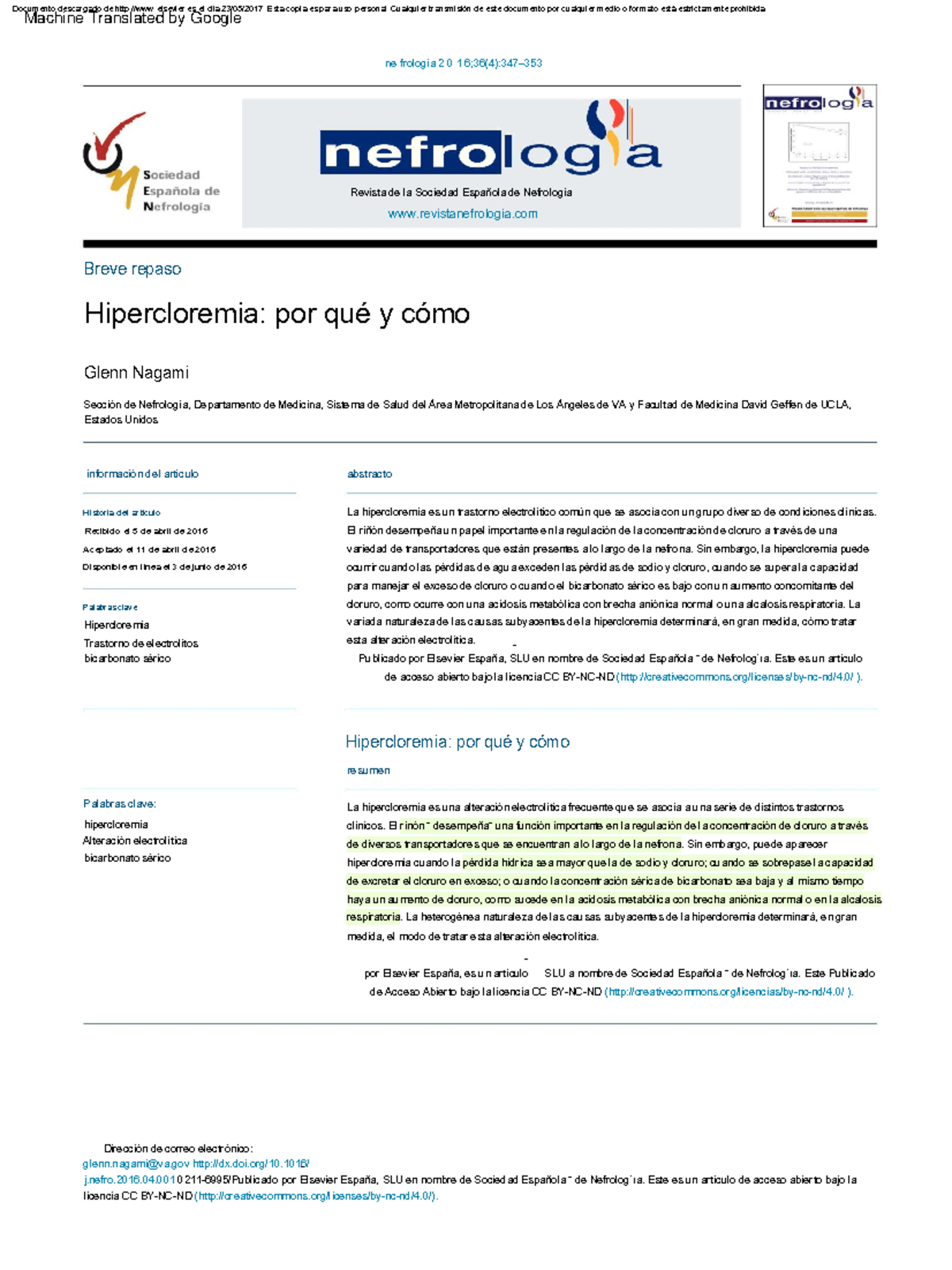 HIPERCLOREMIA CAUSAS - revistanefrologia Hipercloremia: por qué y cómo ...