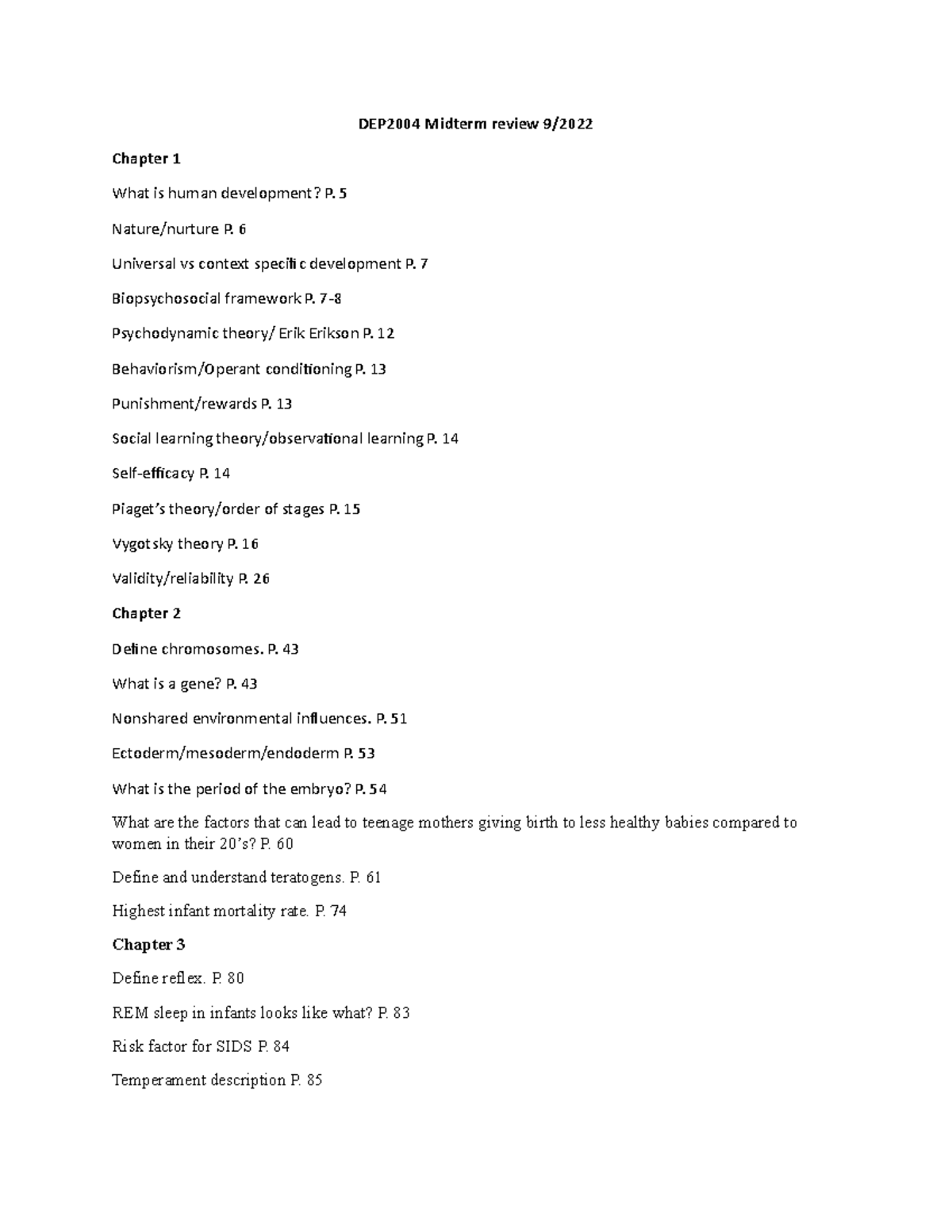 DEP2004 Midterm review - Nature/nurture P. Universal vs context ...