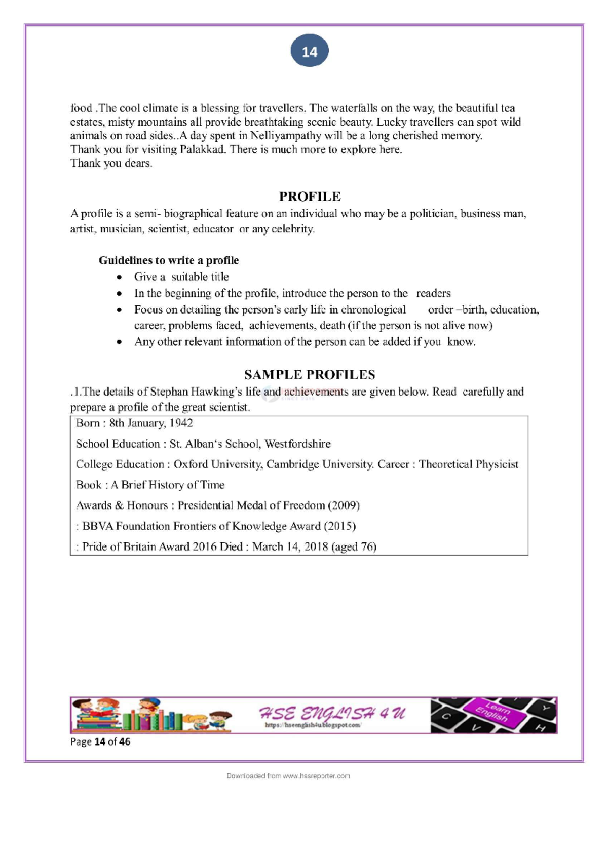 Profile format English +1 - Plus one - Studocu