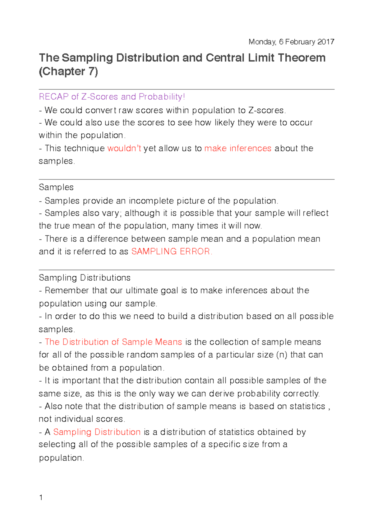 Sampling Distribution & CLT (Chp 7) - The Sampling Distribution and ...