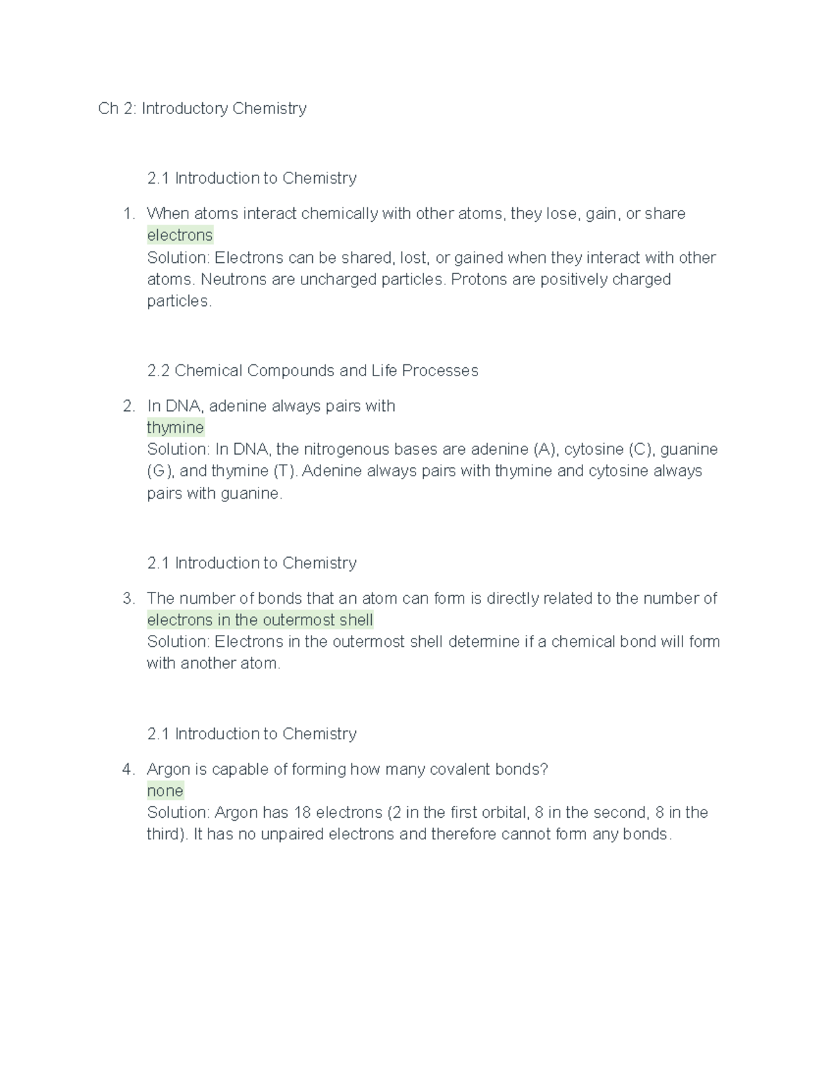 Ch 2 Practice Assignment - Ch 2: Introductory Chemistry 2 Introduction ...