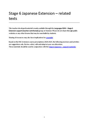 Acknowledgement Japanese - JAPANESE STAGE 6 EXTENSION 2020 - 24 ...