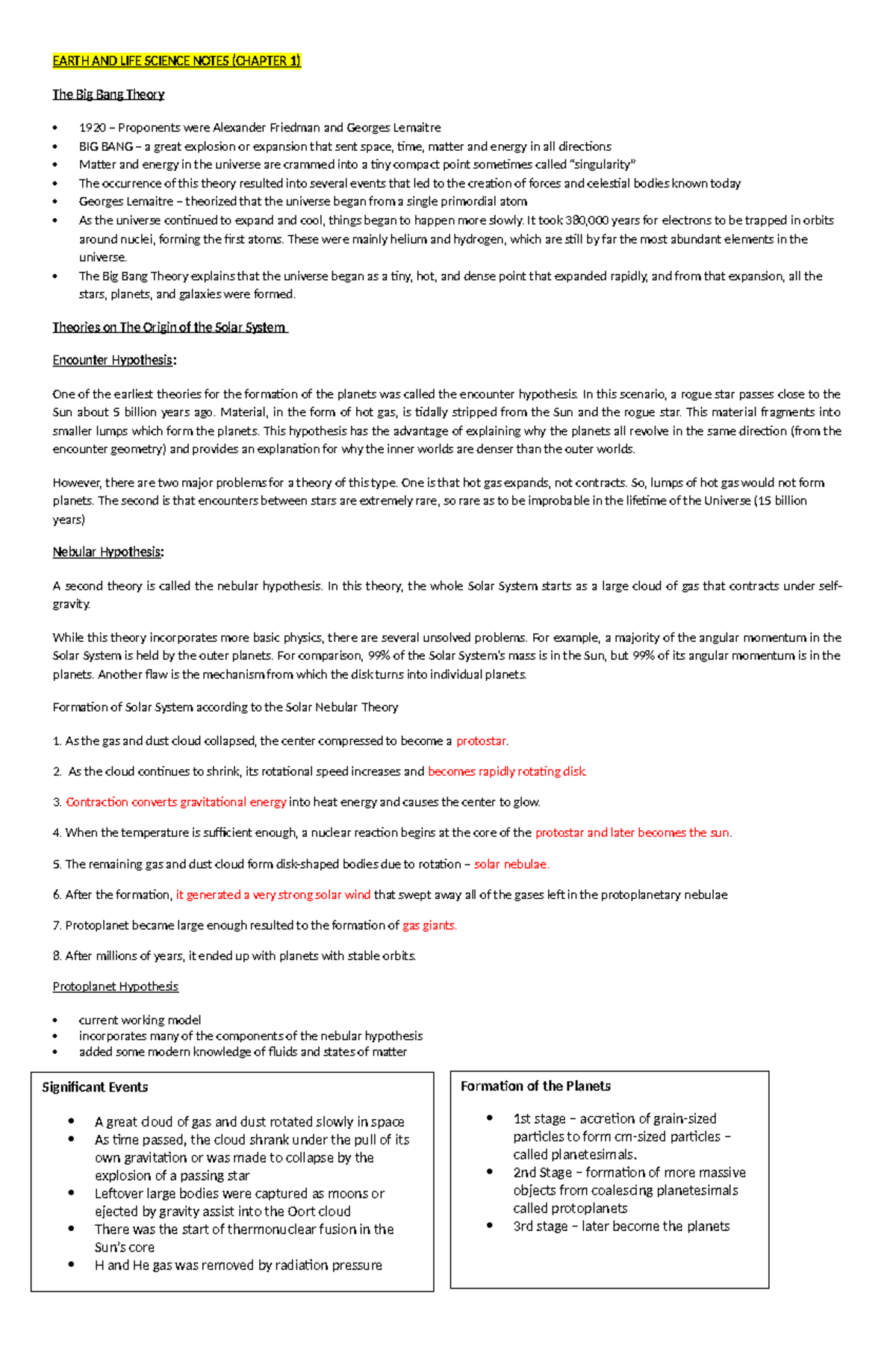 Earth AND LIFE Science Notes Chapter 1 - EARTH AND LIFE SCIENCE NOTES ...