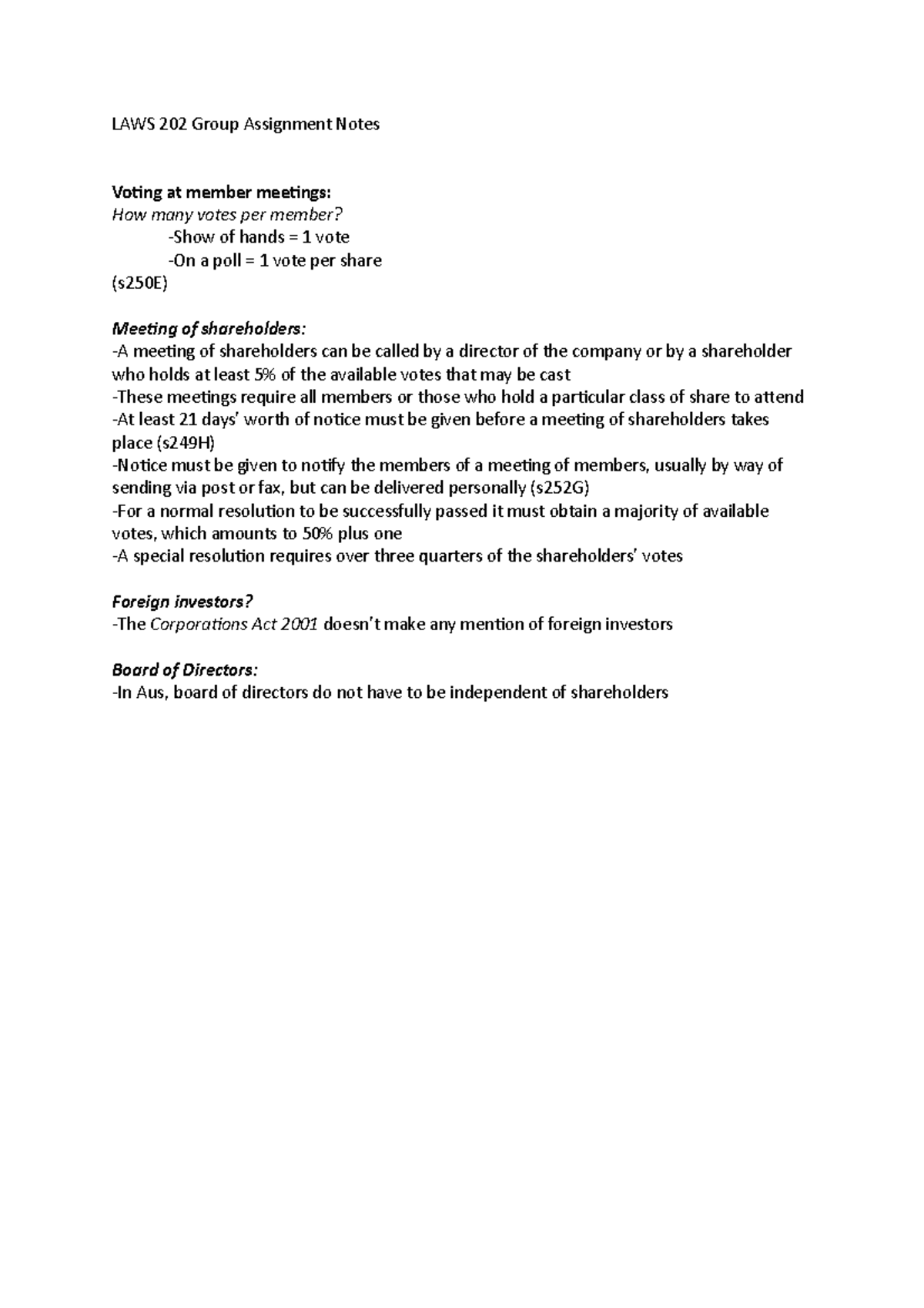 LAWS 202 Group Assignment Notes - LAWS 202 Group Assignment Notes ...