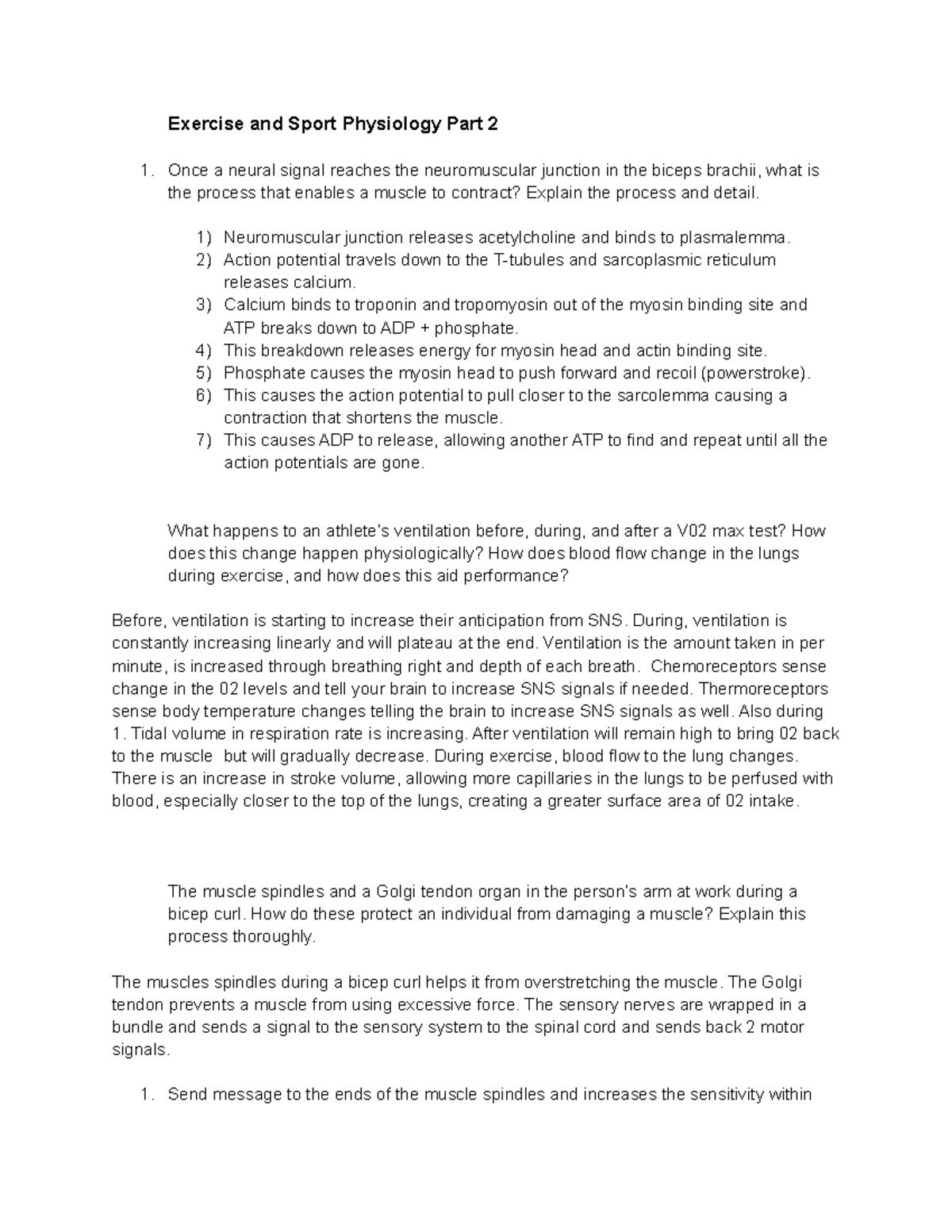 Exercise and Sport Physiology Part 2 finished - Exercise and Sport ...