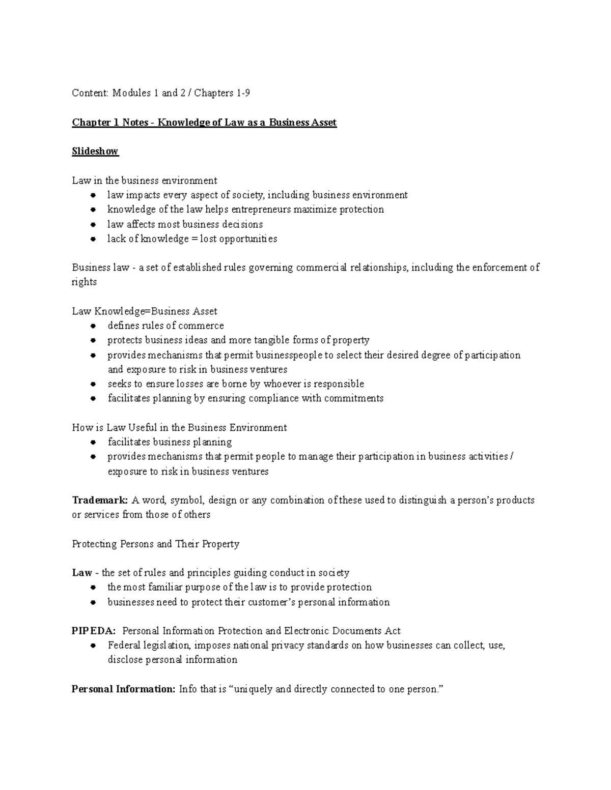 MOS 2275 - Midterm #1 Notes - Content: Modules 1 and 2 / Chapters 1 ...