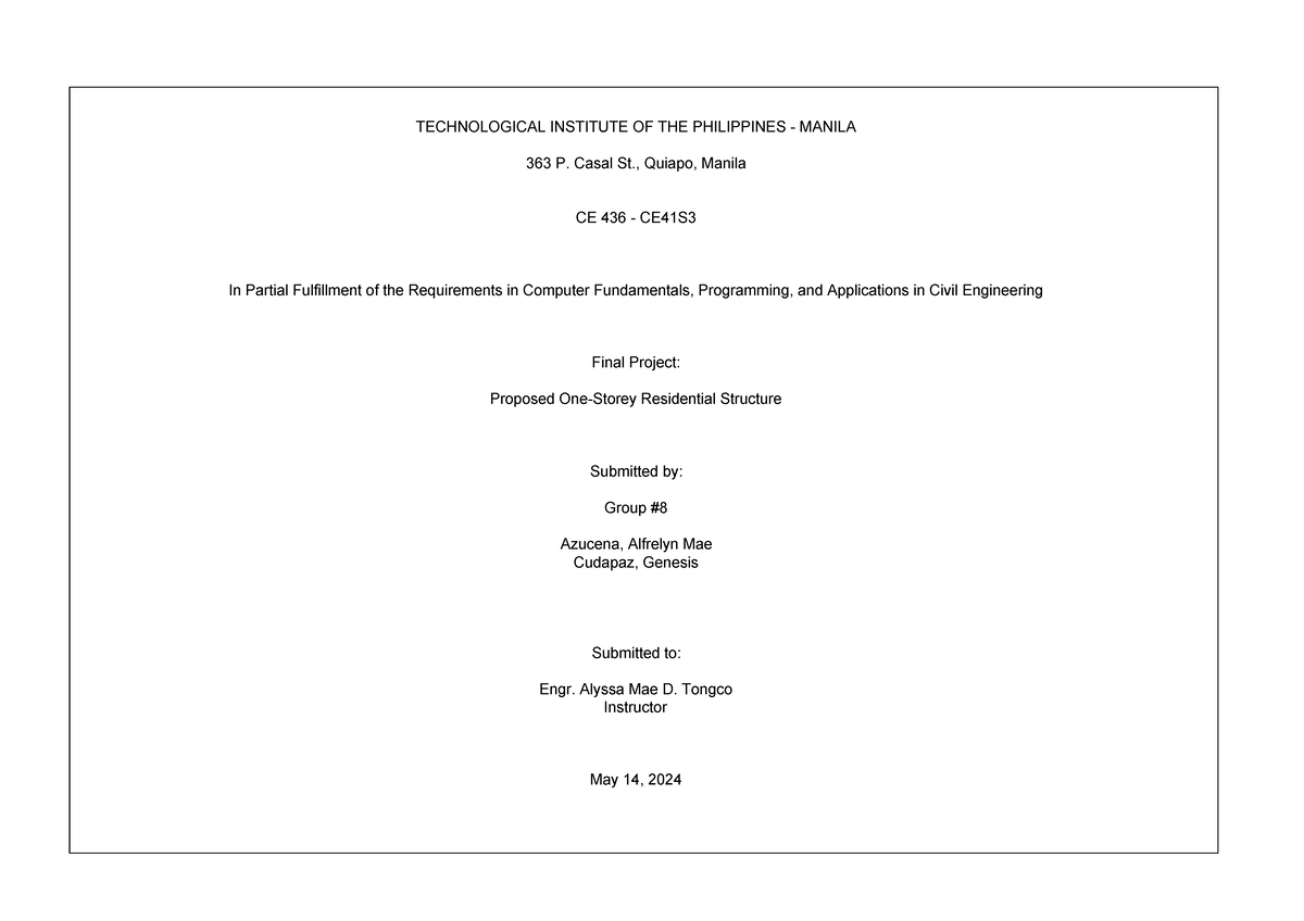 Compiled Final Project Group #8 - TECHNOLOGICAL INSTITUTE OF THE PHILIPPINES - MANILA 363 P ...
