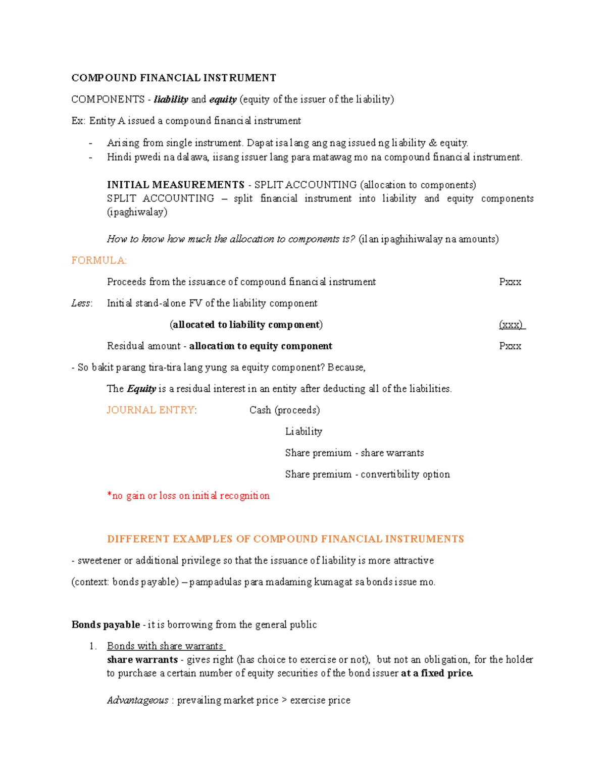 Compound Financial Instrument - COMPOUND FINANCIAL INSTRUMENT ...