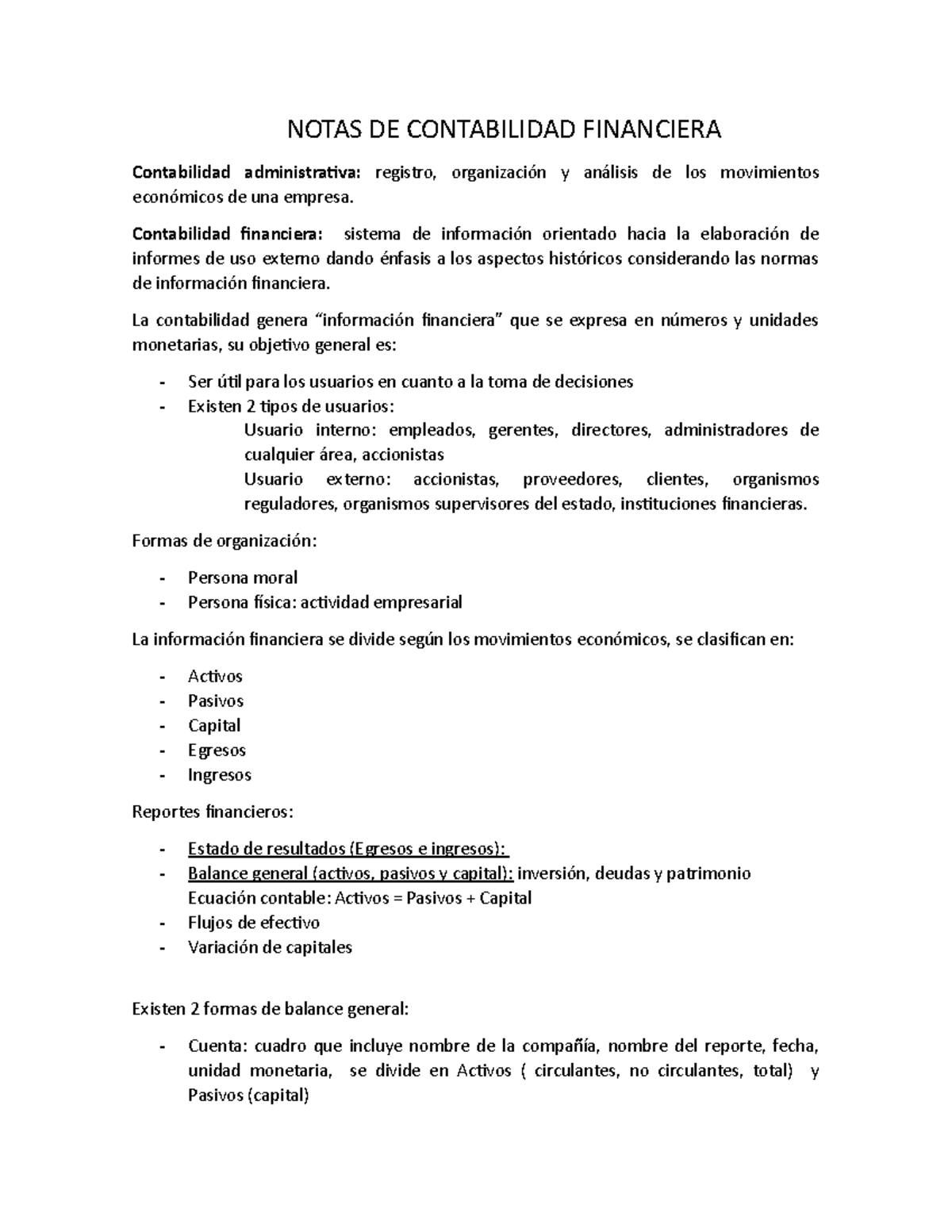 Notas DE Contabilidad Financiera - NOTAS DE CONTABILIDAD FINANCIERA ...