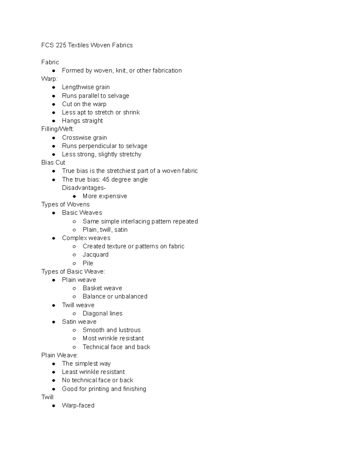 FCS 225 Textiles Woven Fabrics - FCS 225 Textiles Woven Fabrics Fabric ...