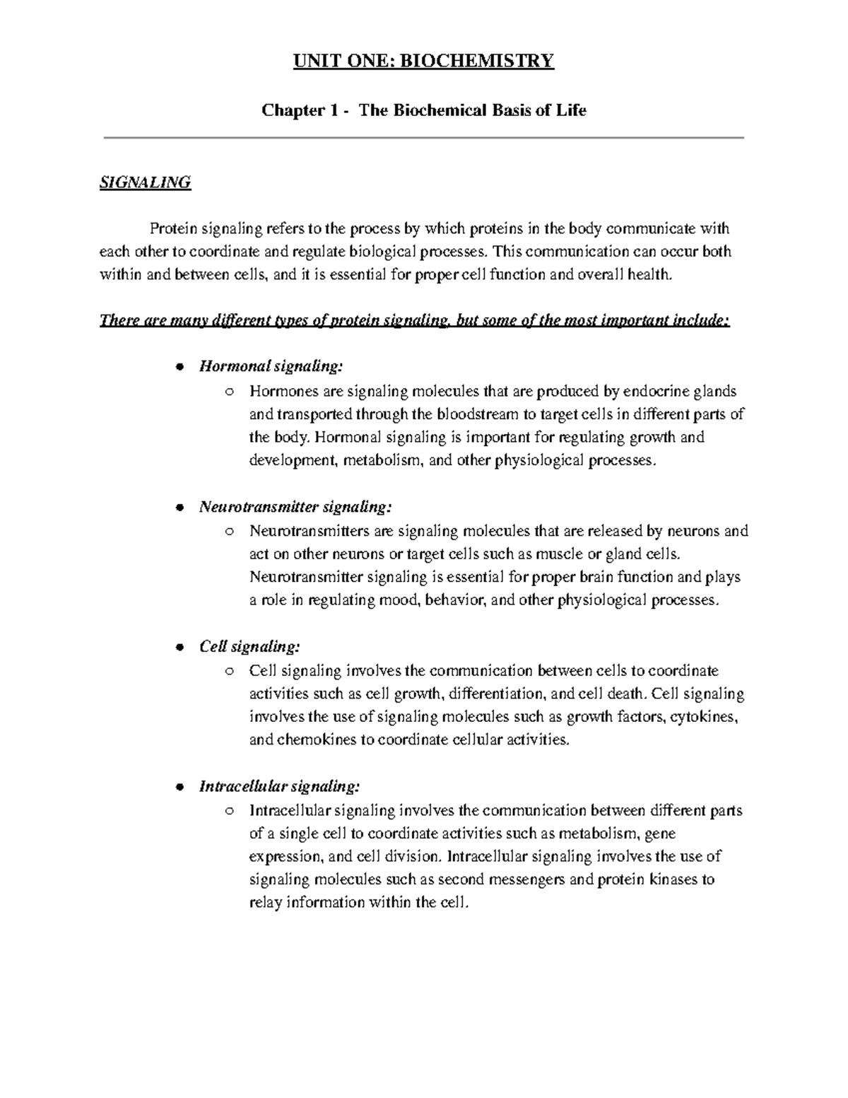 Biochemistry Chapter 1 Section 5 Pt 12 - UNIT ONE: BIOCHEMISTRY Chapter ...