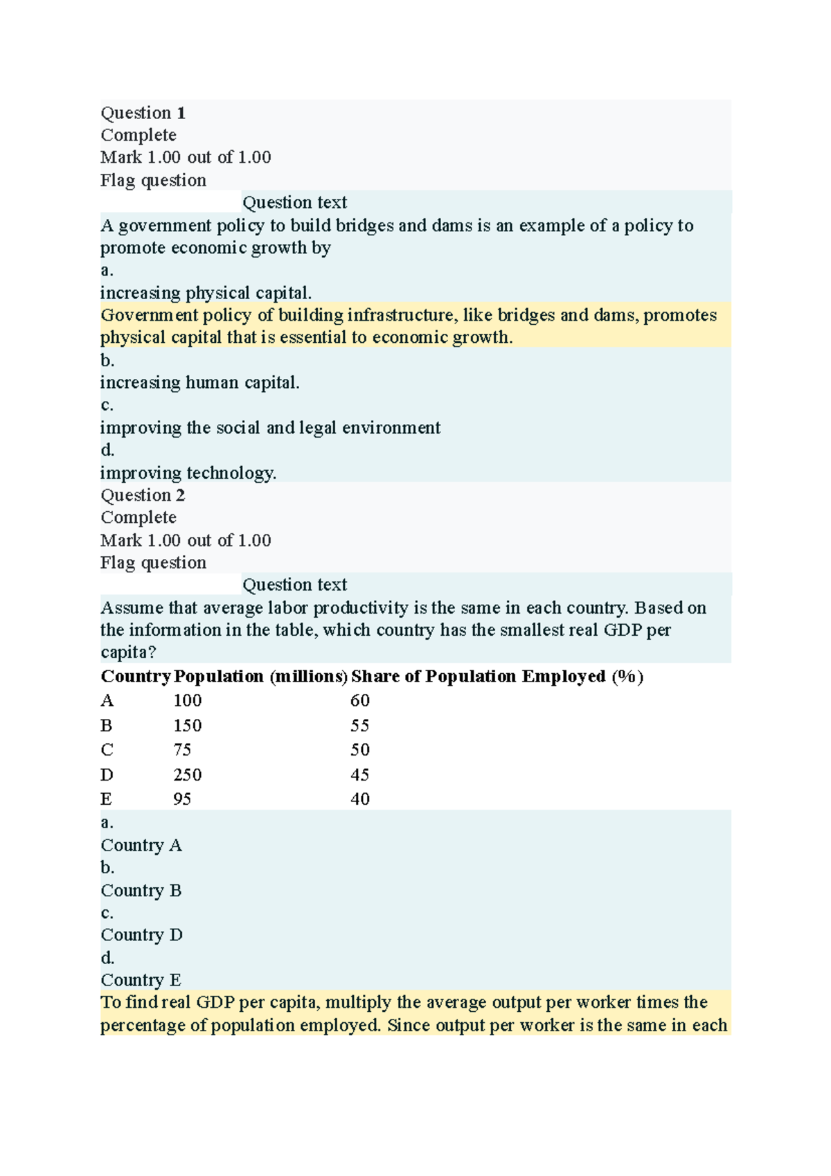 Quiz 4 - Multiple Choice Questions - Question 1 Complete Mark 1 out of ...