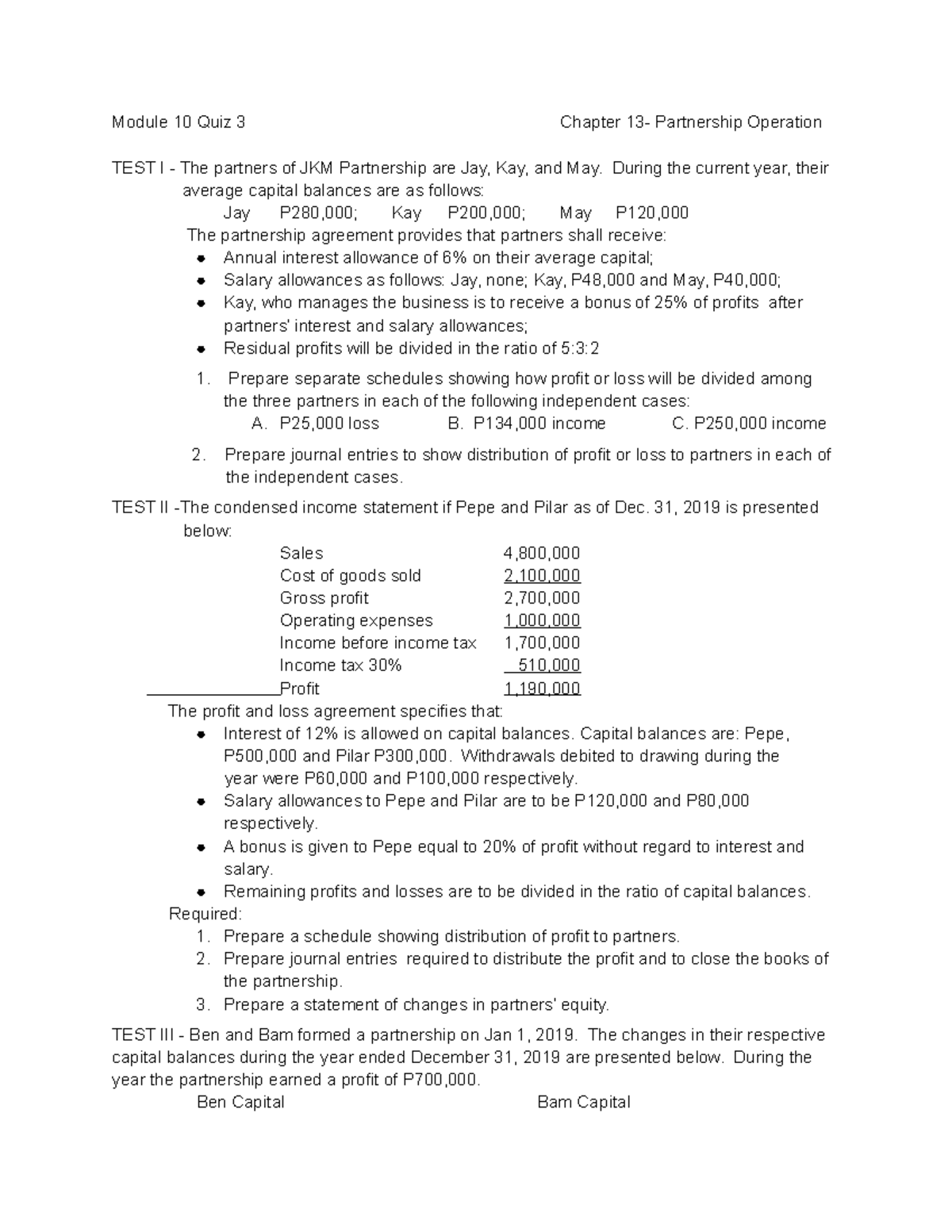 Module 10 Quiz 3 - Practice material - Module 10 Quiz 3 Chapter 13 ...
