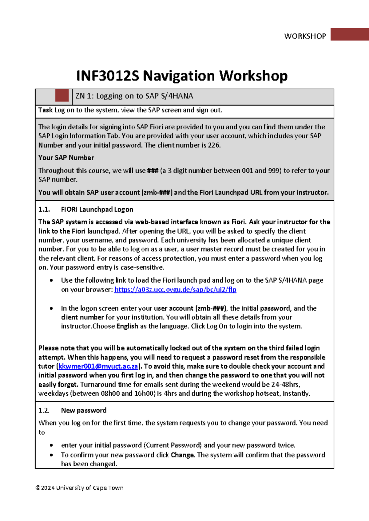 INF3012S Navigation Workshop - ©2024 University of Cape Town INF 3012 S ...