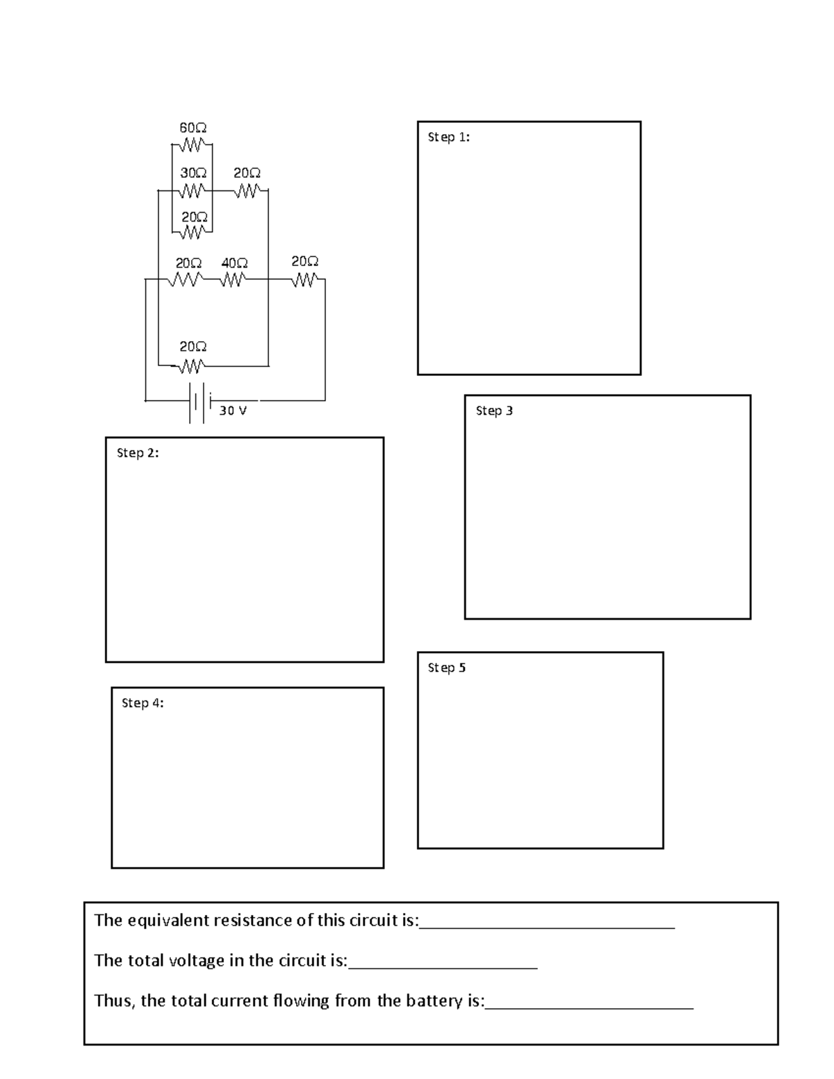Practice Equivalent Resistance - PHYS 15A - 20 20 40 20 60 30 20 20 ...