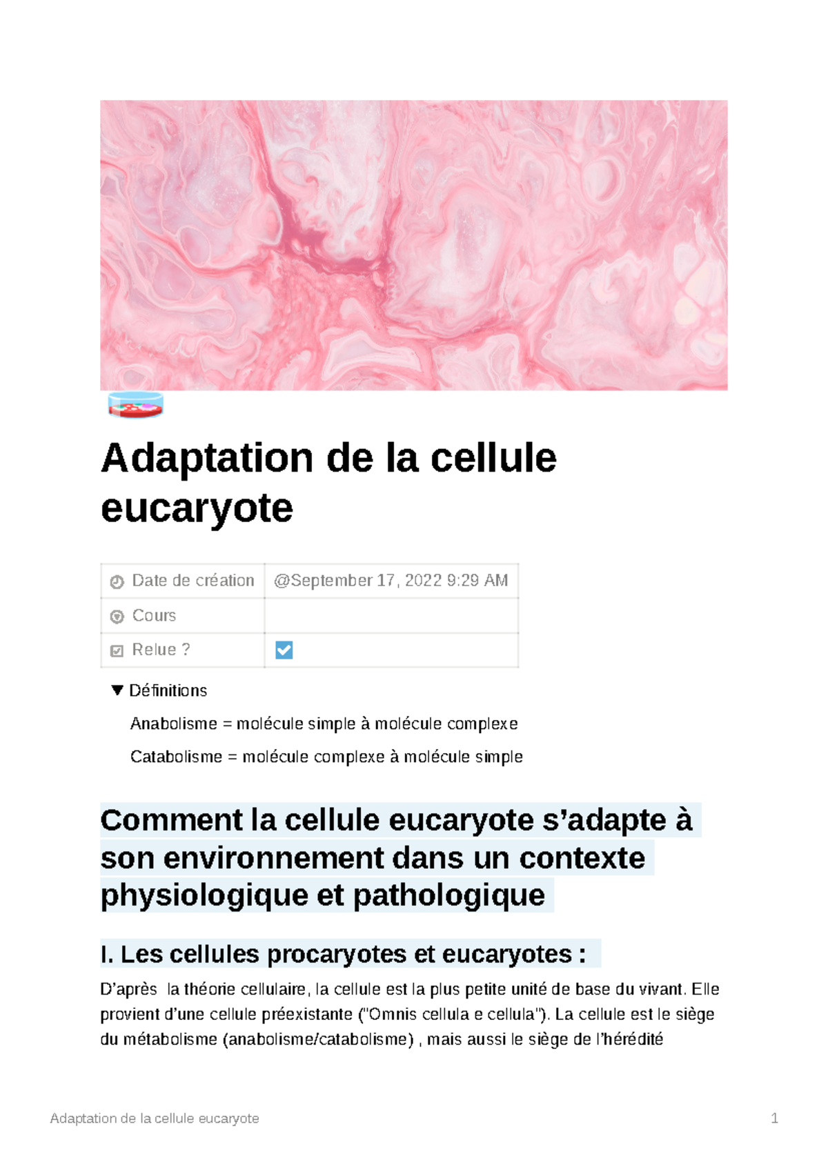 BC+ - Bio cell - Biologie Cellulaire 1 - Studocu