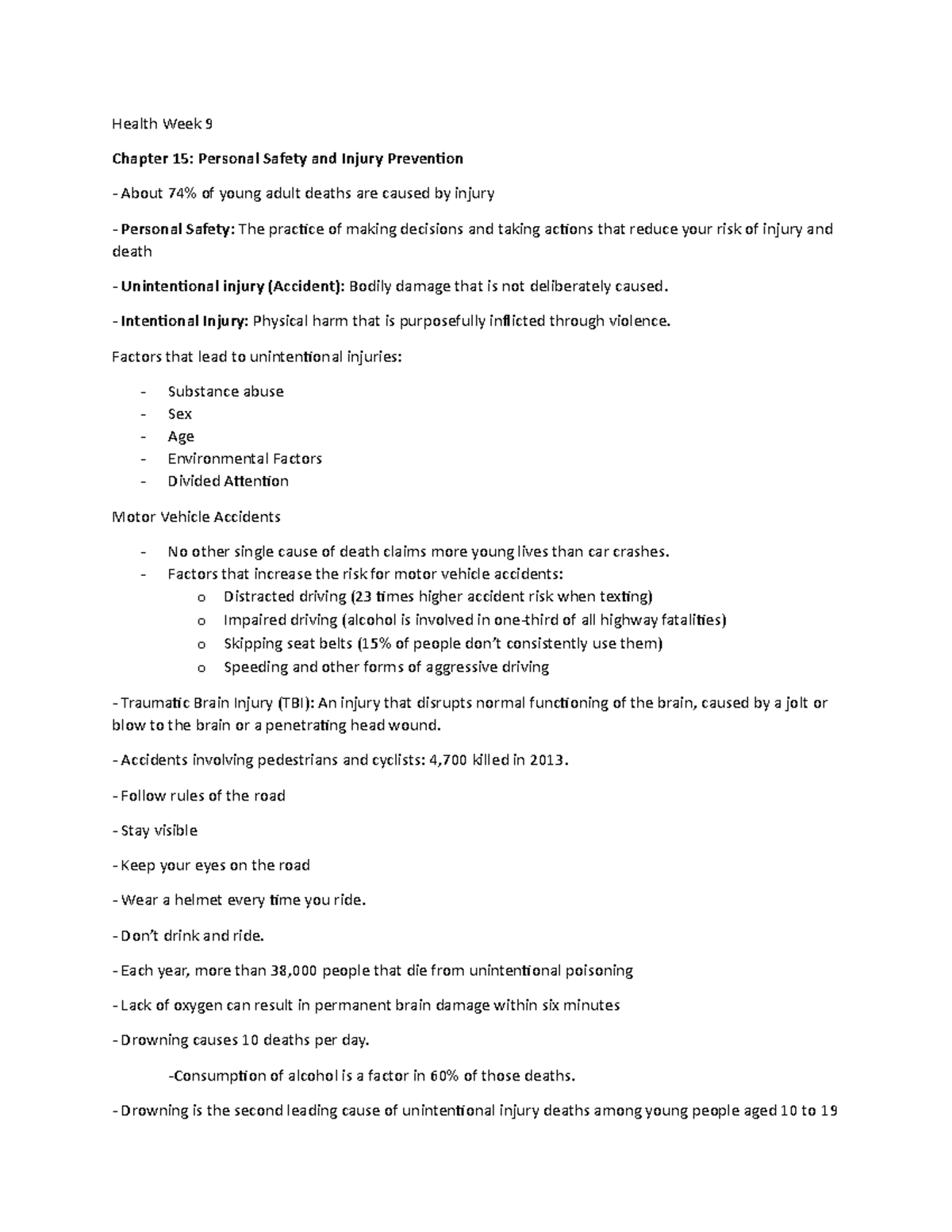 Personal Safety and Injury Prevention - Intentional Injury: Physical ...