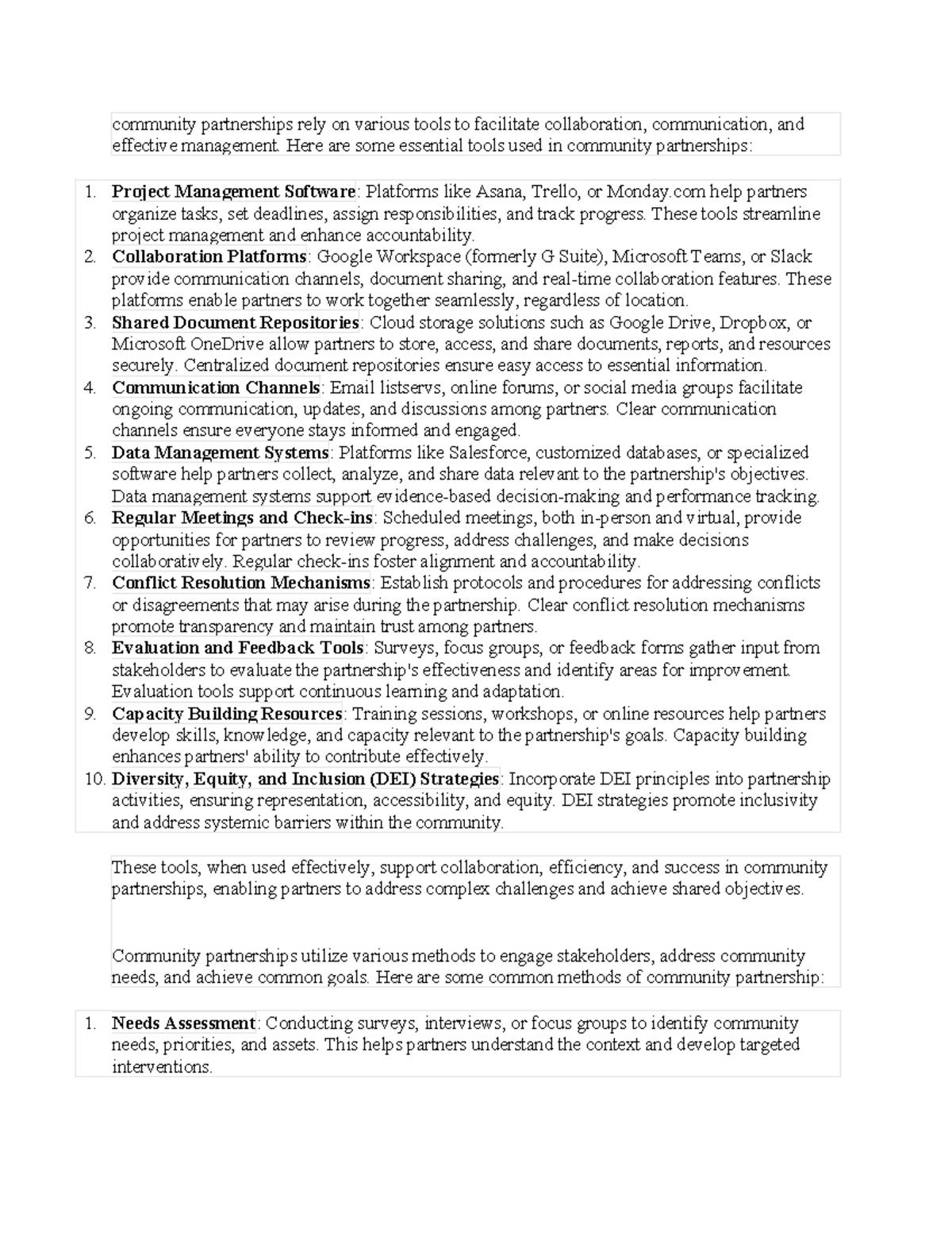 Tools and methods - community partnerships rely on various tools to ...