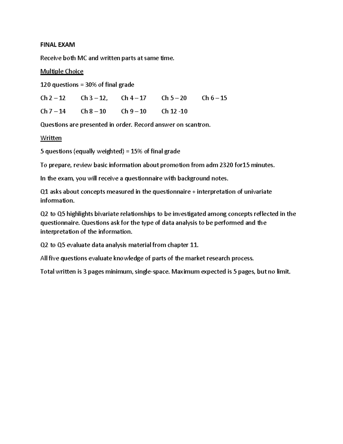 Final EXAM 3323 fall 2021 notes 1 - FINAL EXAM Receive both MC and ...