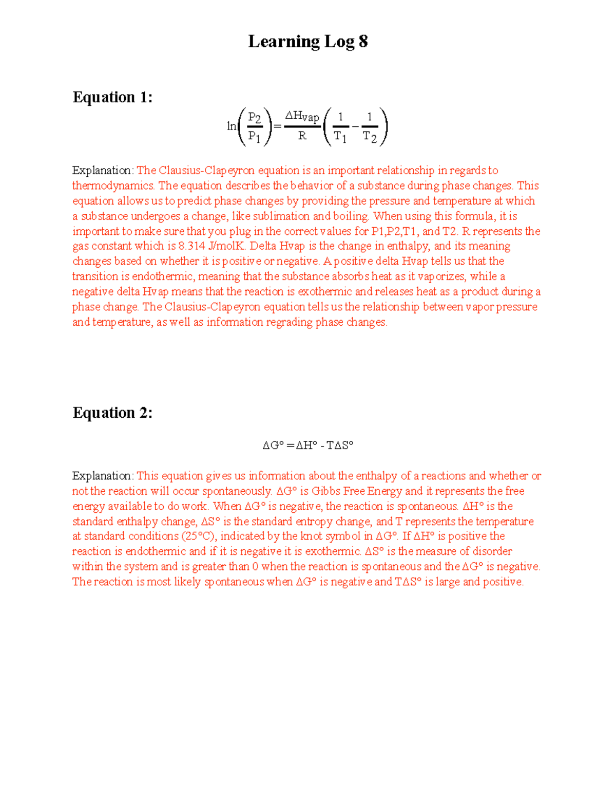 Learning Log 8- Emily Seaman - Learning Log 8 Equation 1: Explanation ...