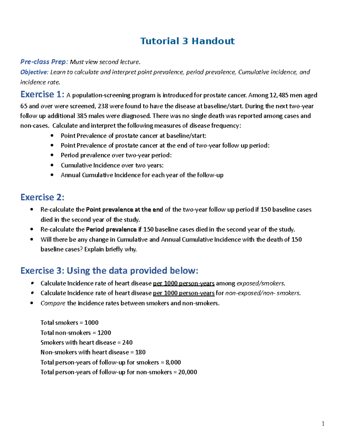 Tutorial 3 Handout Tutorial 3 Handout Pre Class Prep Must View Second Lecture Objective
