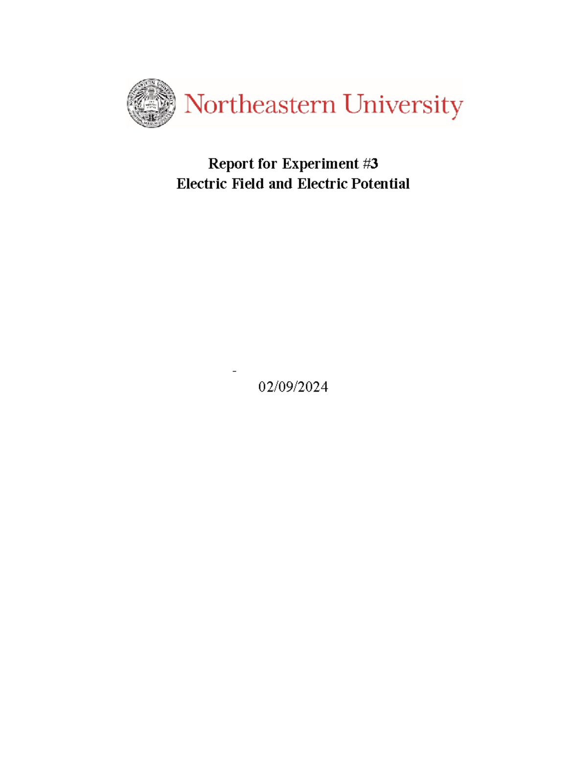 Physics 2 lab report 3 Electric Field and Electric Potential - Report ...
