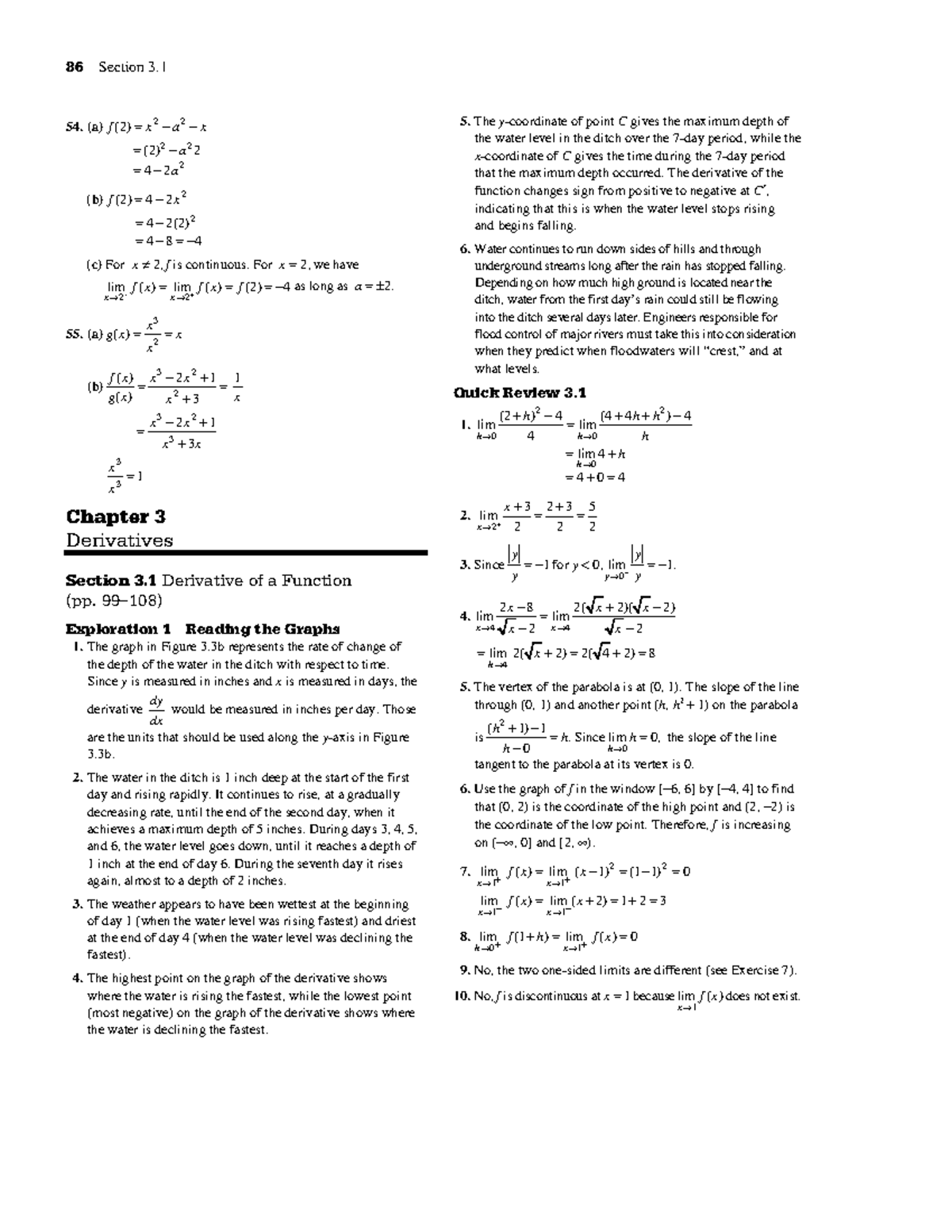Calculus Chapter 3 HW Solutions - (a) f ( ) 2 = x 2 − a 2 −x = − = − ...