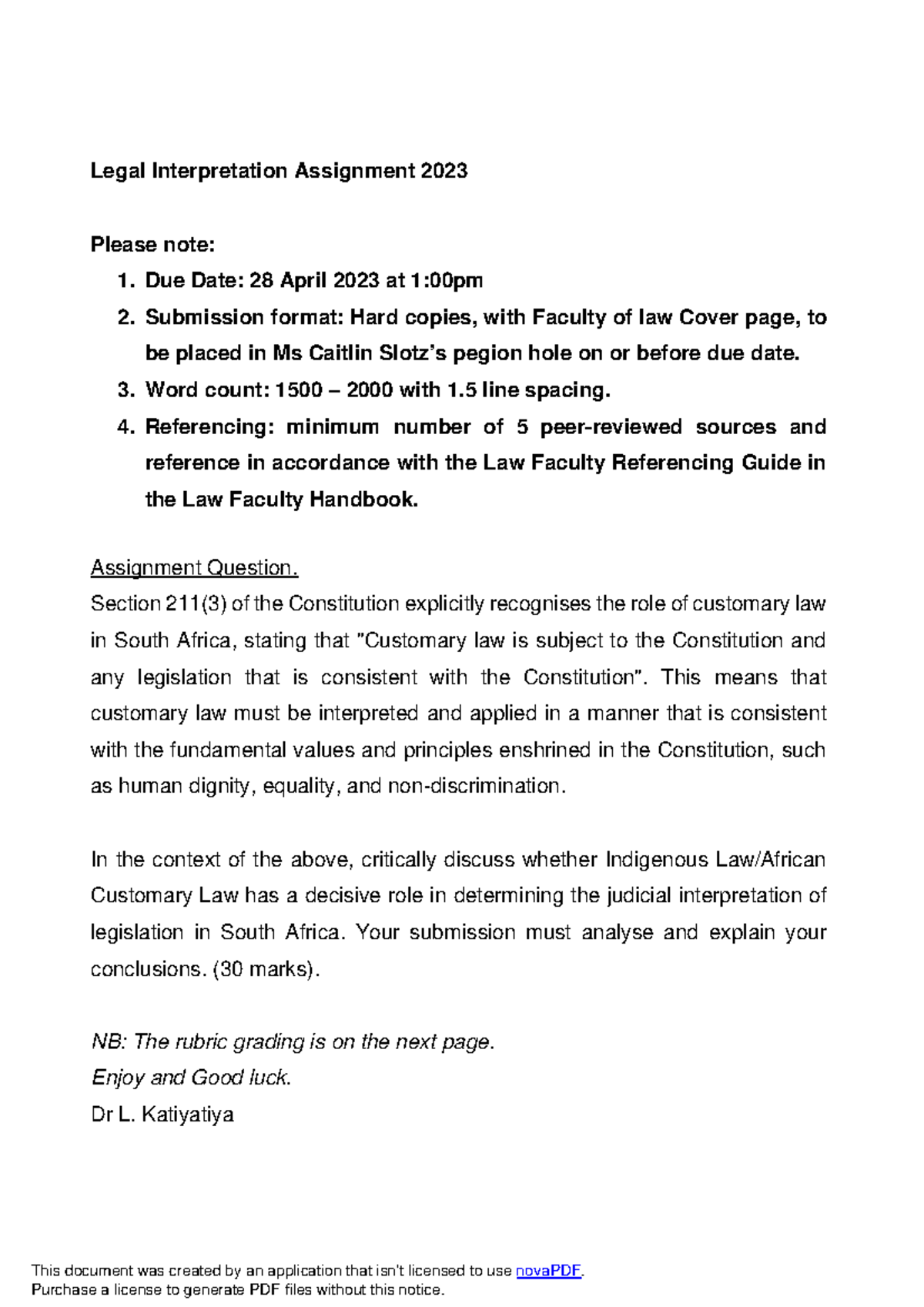 Legal Inerp Assignment - Legal Interpretation Assignment 2023 Please ...
