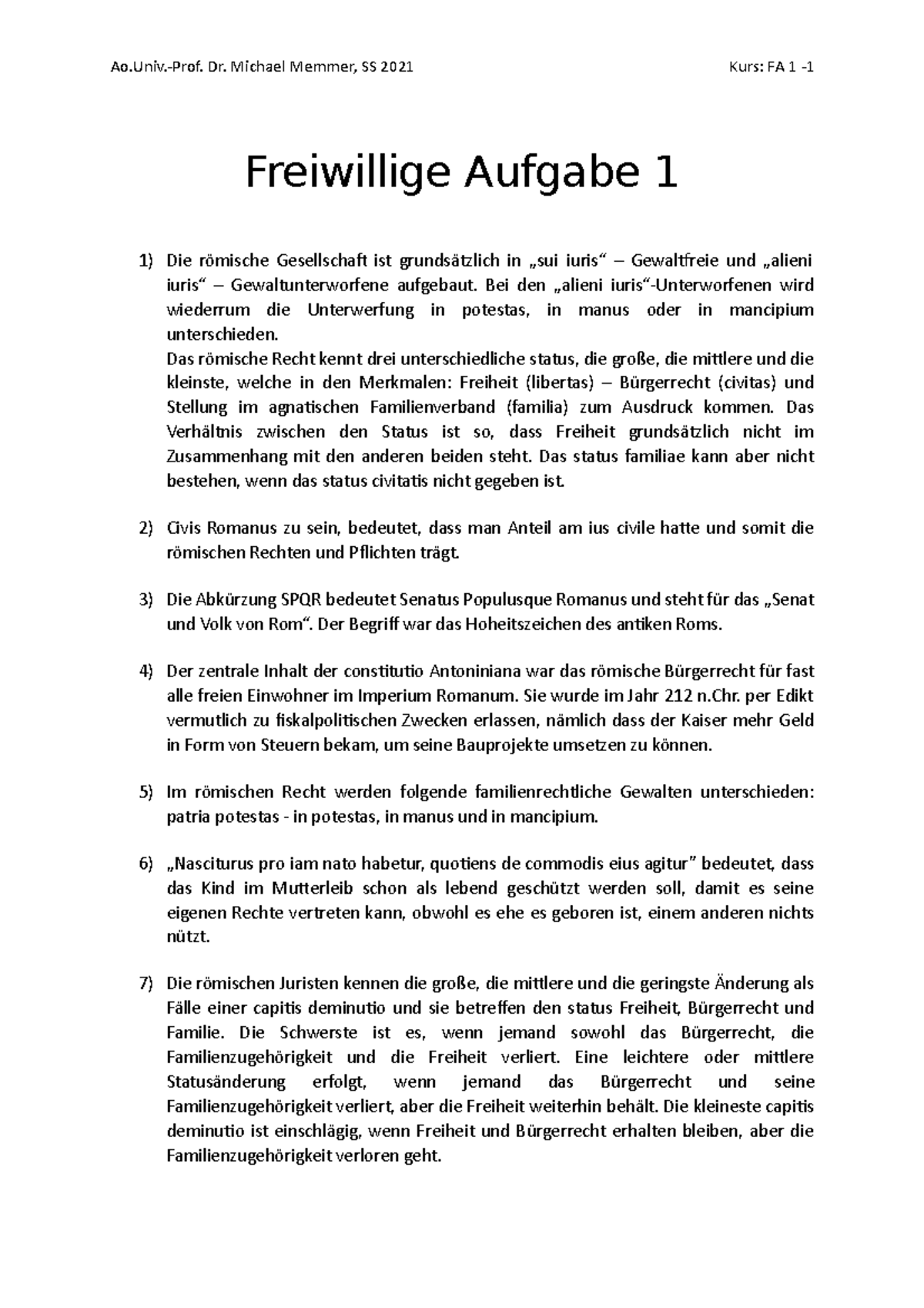 4. 1. Aufgabe - KU Familien Recht - Ao.-Prof. Dr. Michael Memmer, SS ...