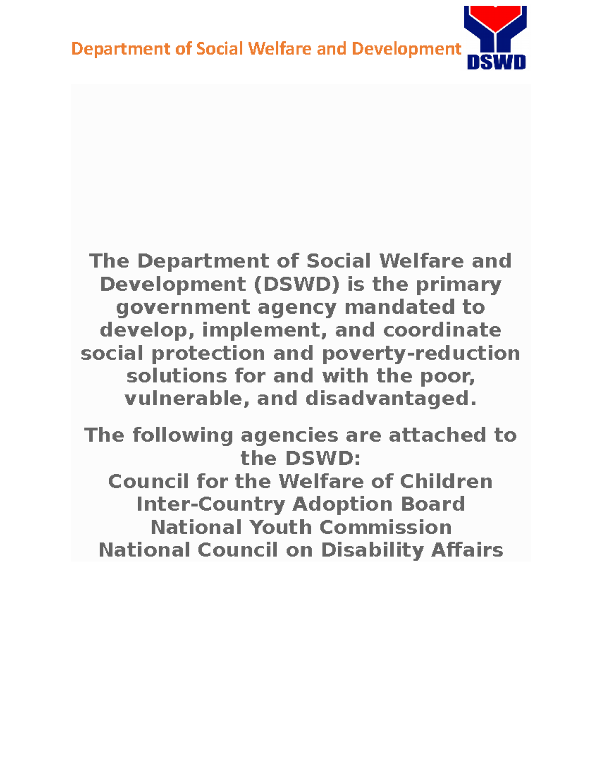 Dswd - All about DSWD and the theme of good governance - Bsed English ...
