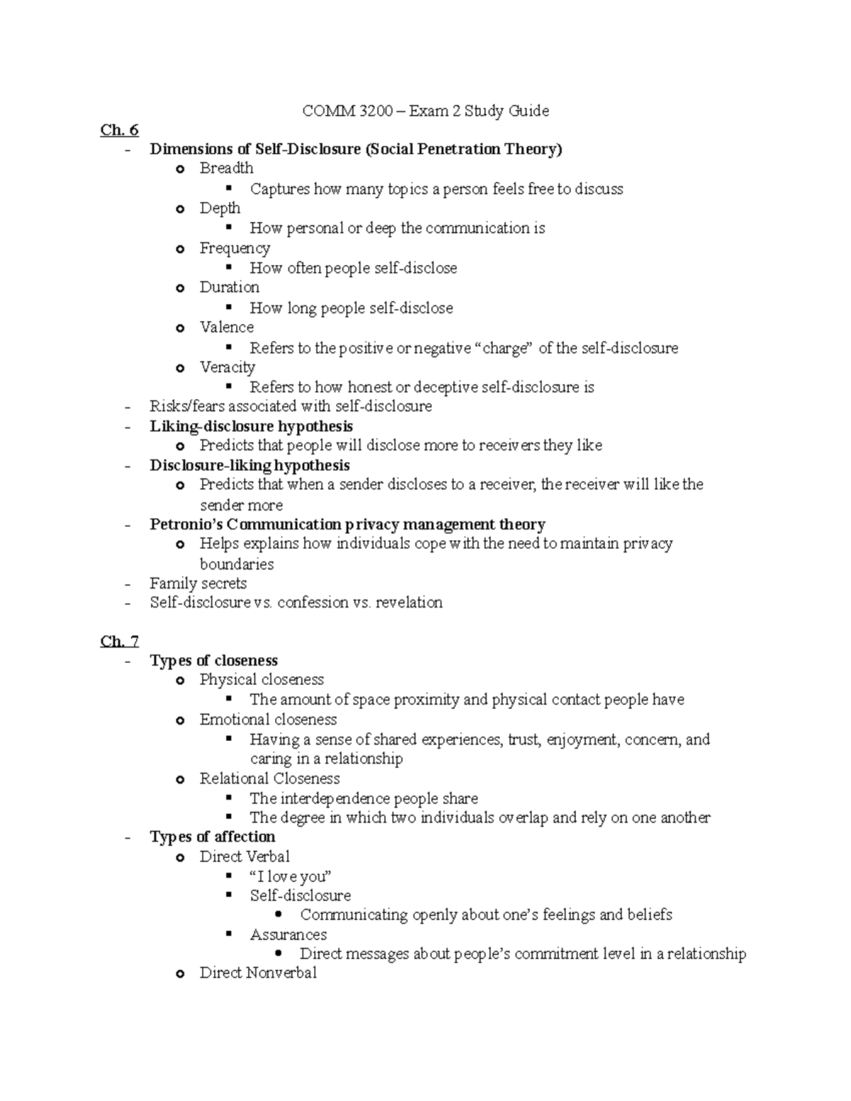COMM 3200 Exam 2 Study Guide - Studocu