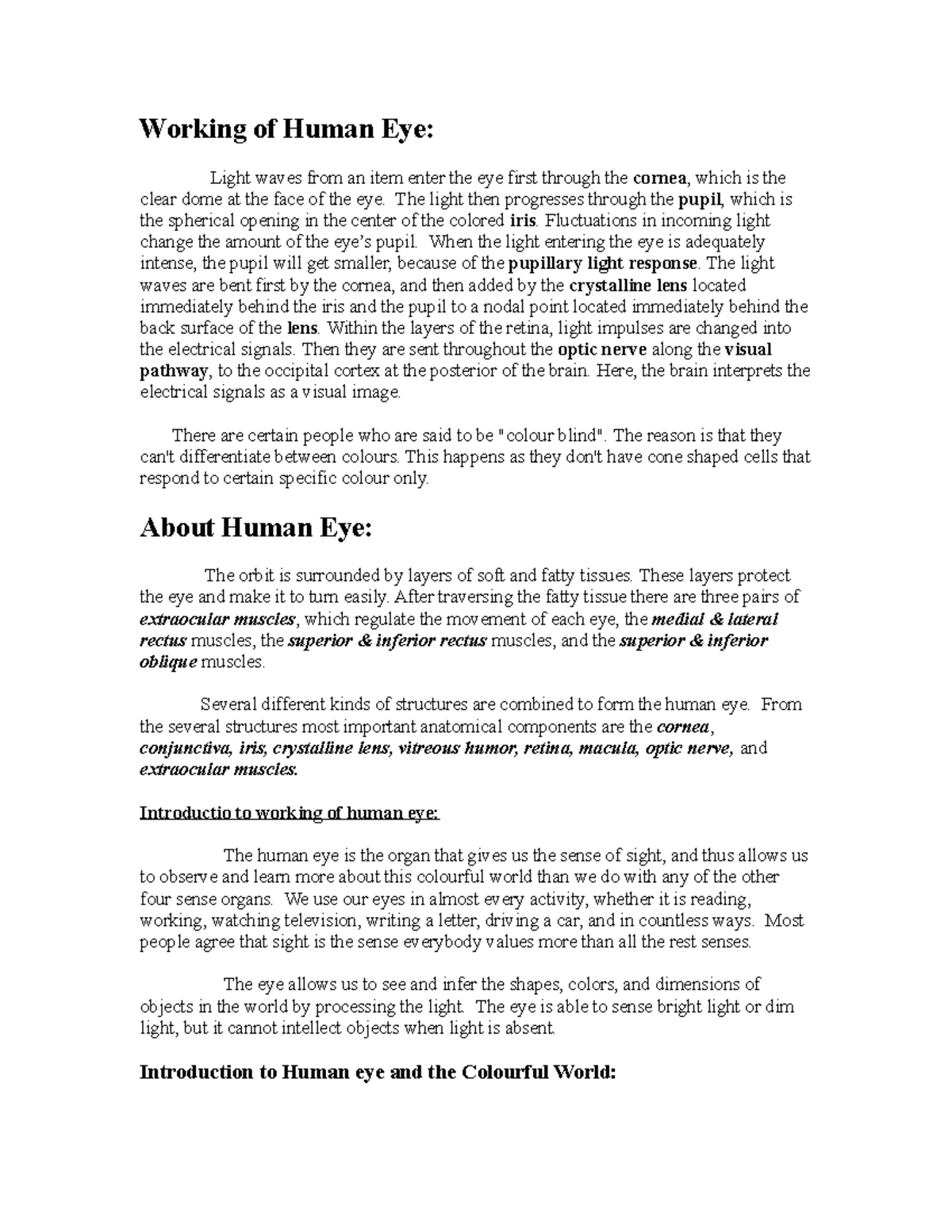 Working of Human Eye anatomy - Working of Human Eye: Light waves from ...