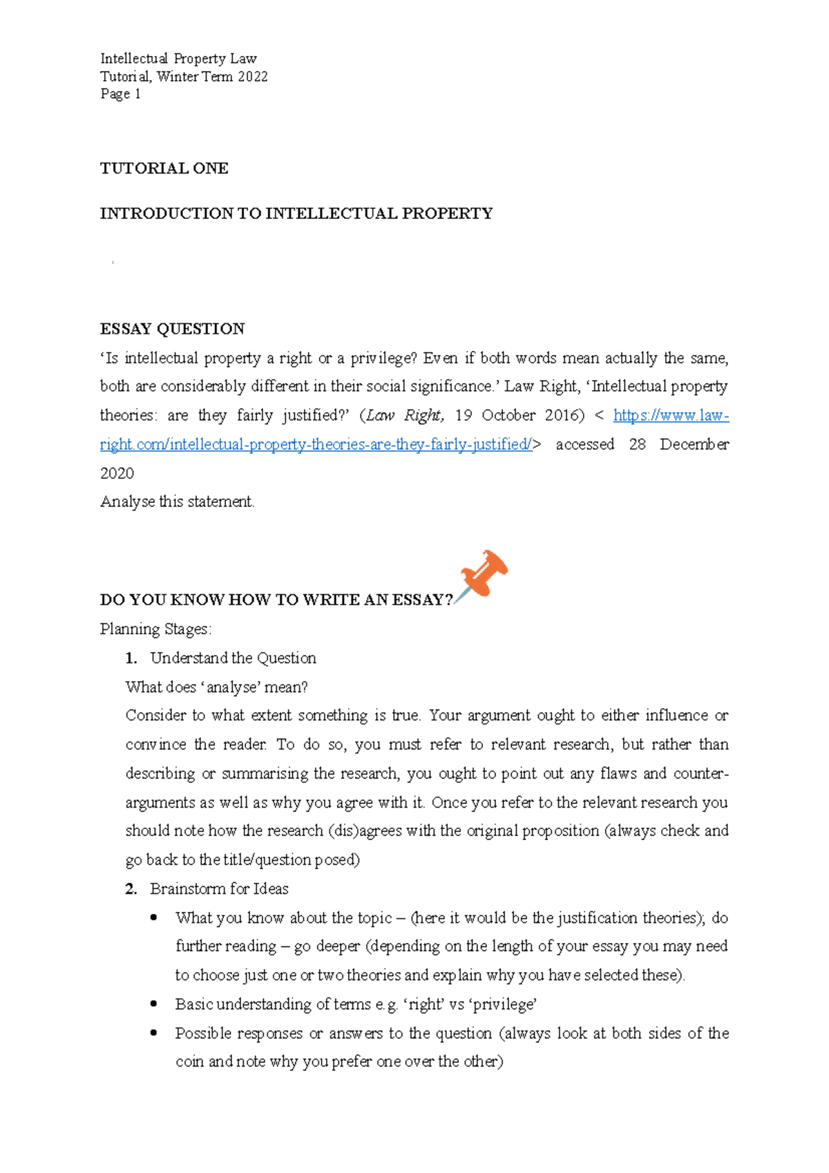 IP tutorial Term1 (2022) - Tutorial, Winter Term 2022 Page 1 TUTORIAL ...