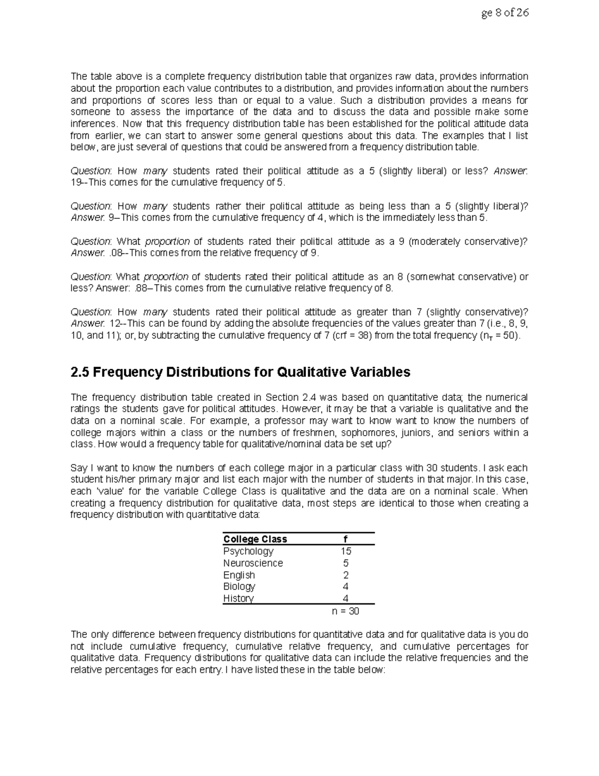 Chapter 2 Frequency Distributions and Graphing (3)pdf - The table above is a complete frequency ...