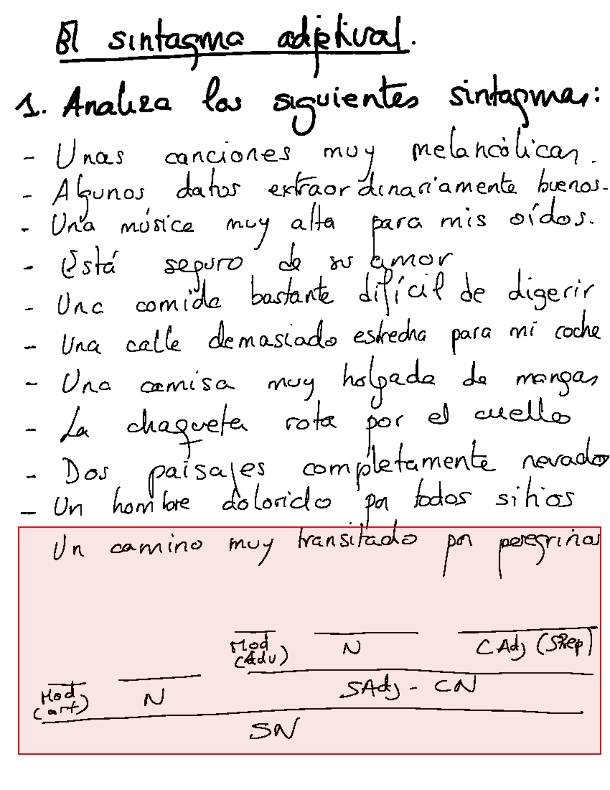El Sadj, SAdv y SPrep Ejercicios 3º ESO - 61 sintagma adjetual , S ...