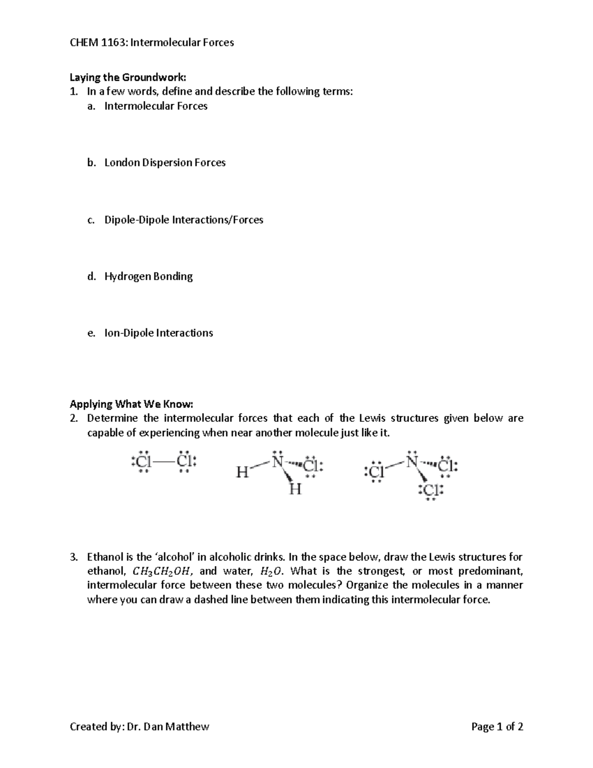 5 - Intermolecular Forces - CHEM 116 3 : Intermolecular Forces Created ...