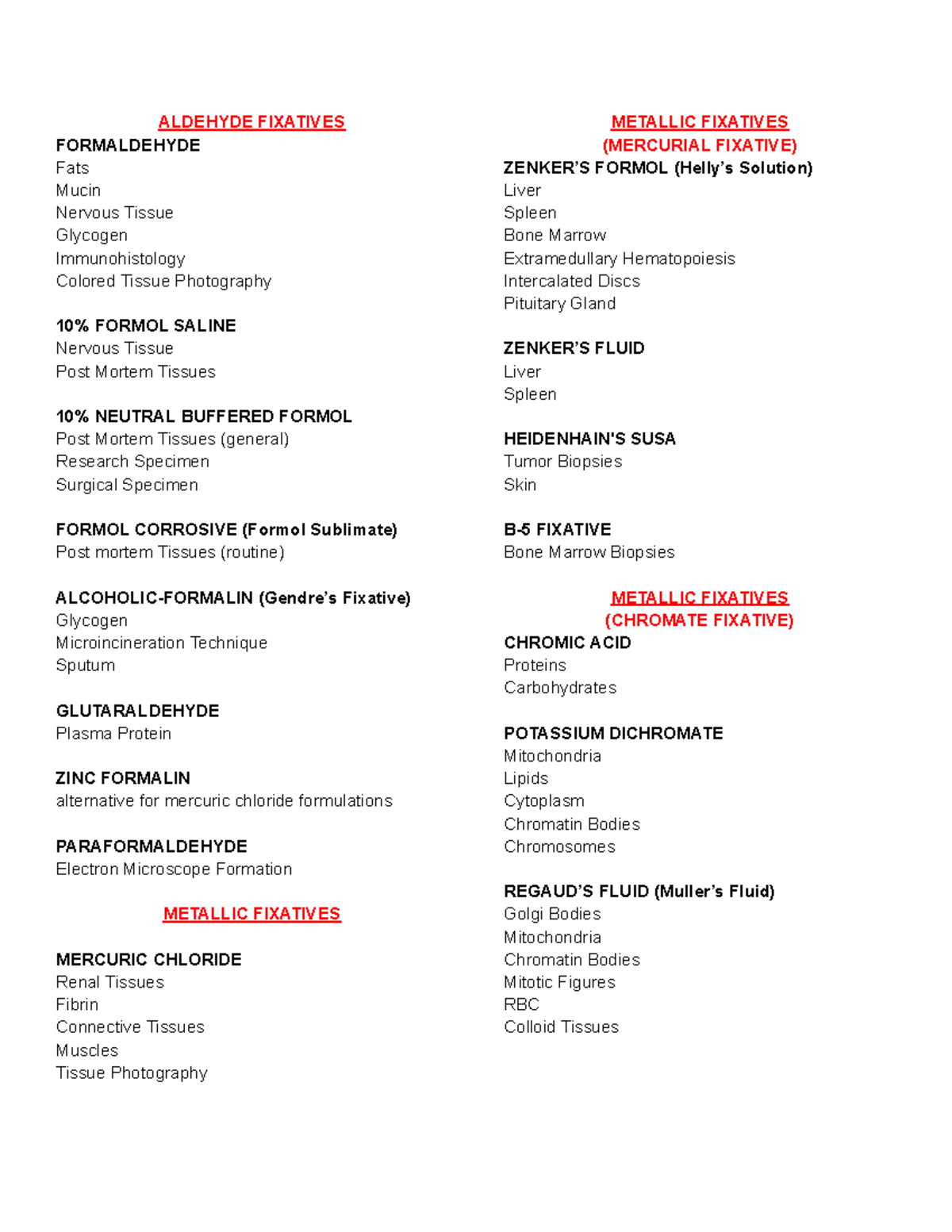 Hpct311 Finals - Fixatives - ALDEHYDE FIXATIVES FORMALDEHYDE Fats Mucin ...