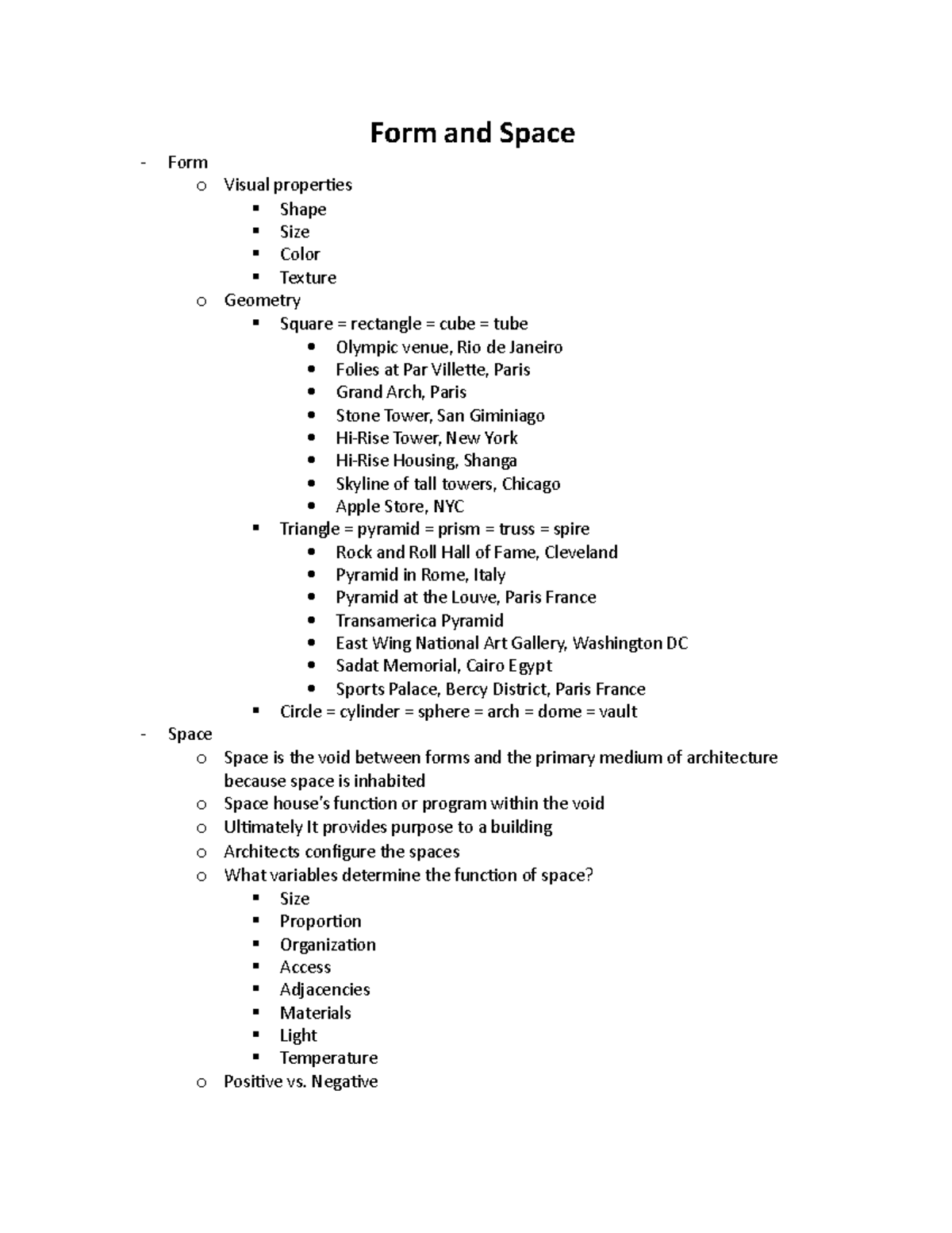 Form and Space Lecture Notes - Form and Space Form o Visual properties ...