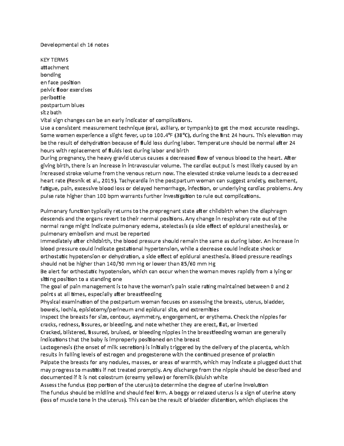 Ob ch 16 notes - Developmental ch 16 notes KEY TERMS attachment bonding ...