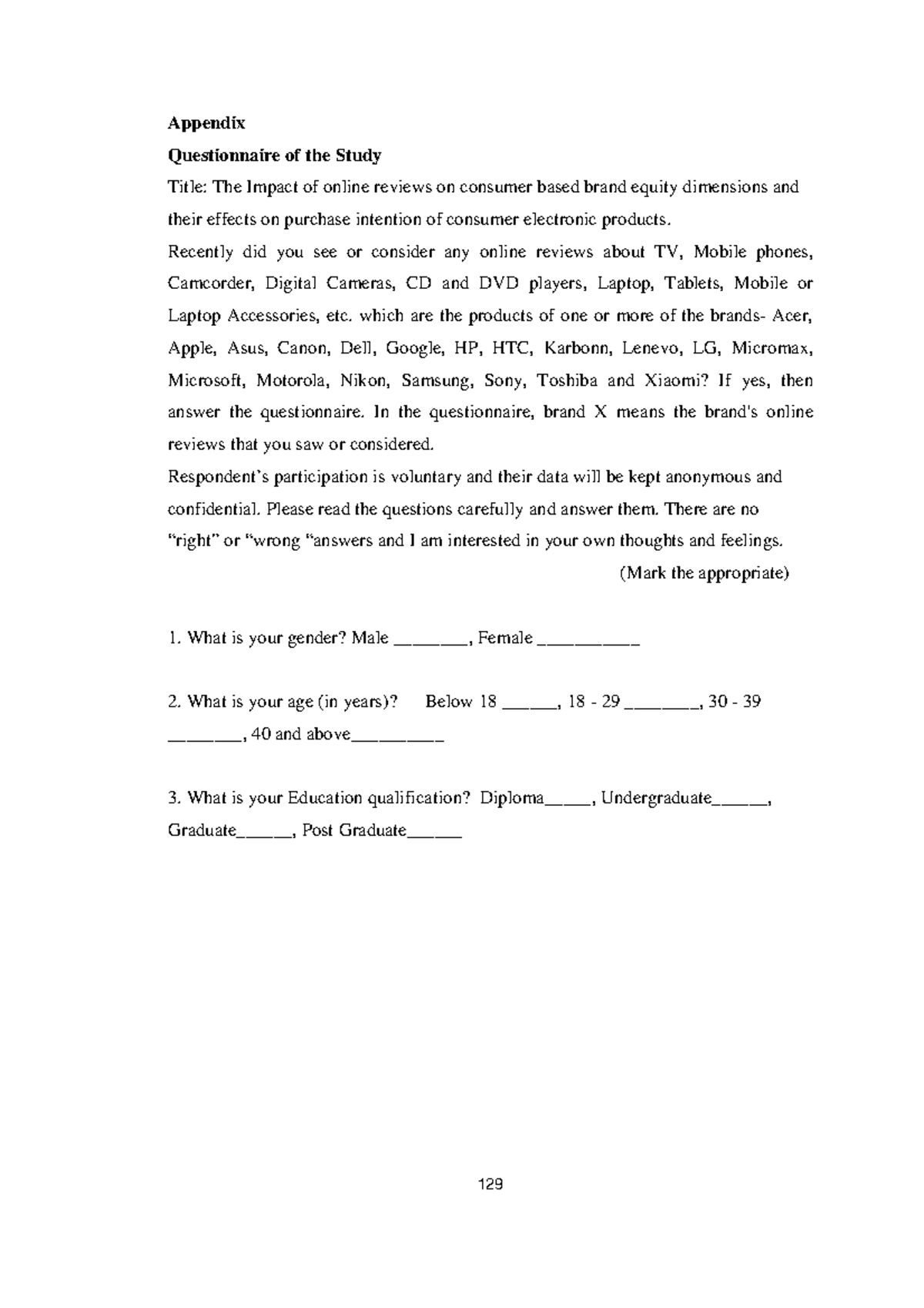 15 appedndix - Questionnaire for electronic products - Appendix ...