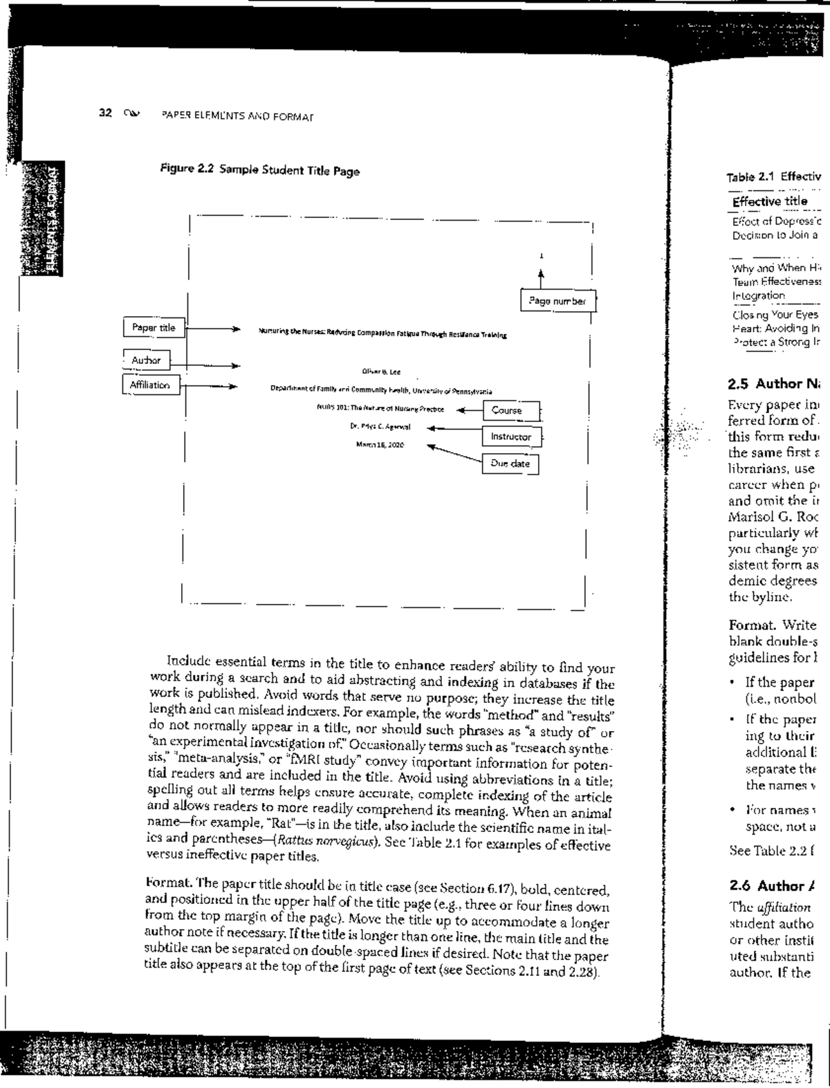APA Format - 32 PAPER ELEMENTS AND FORMAT Figure 2 Sample Student Title ...